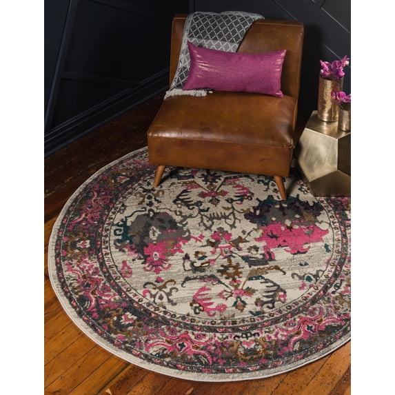 Unique Loom Aurora Collection Area Rug - Tidaholm (8' Round Beige/Blue ...
