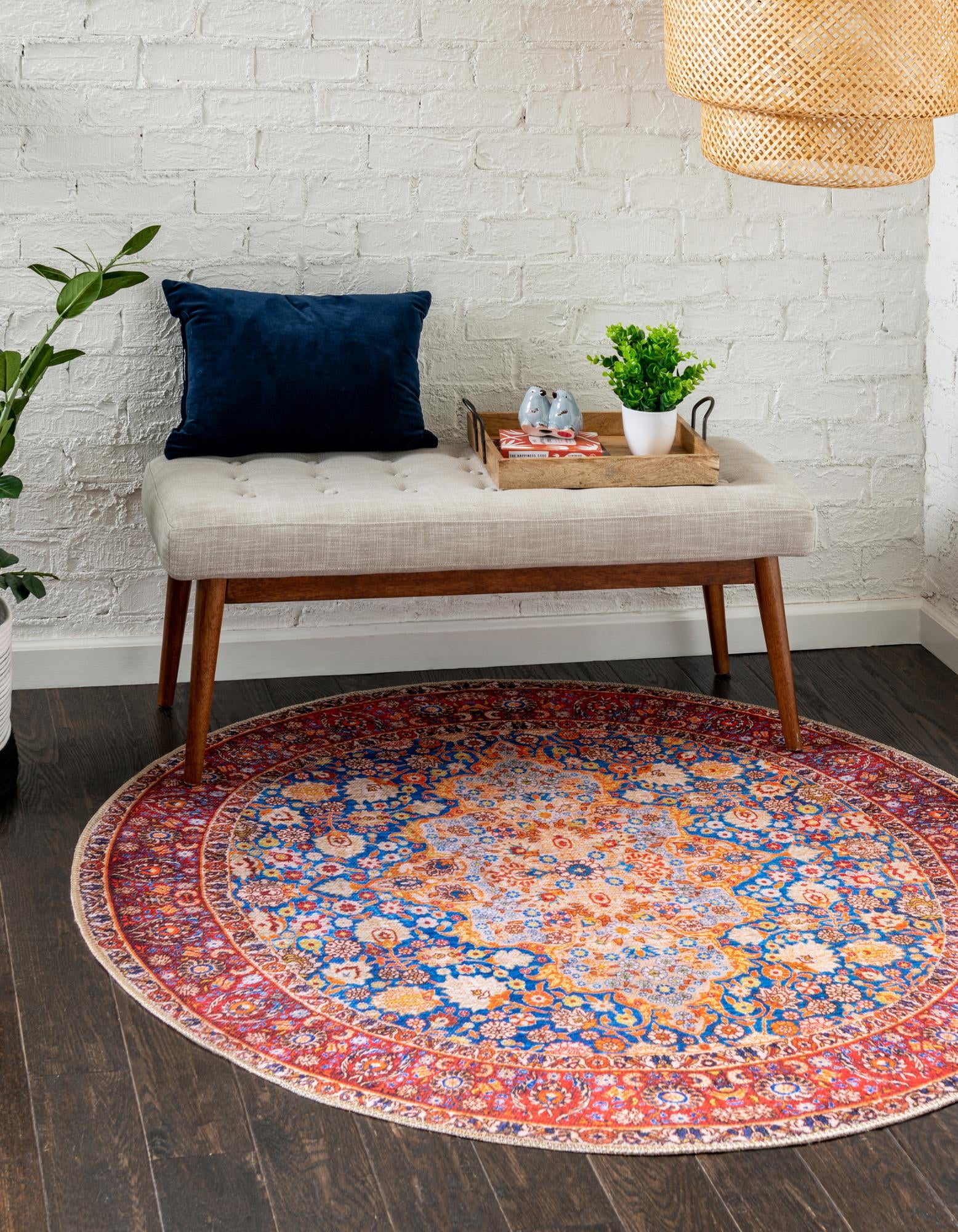 Unique Loom Timeless Collection Area Rug - James (3' 6" Round Navy Blue ...
