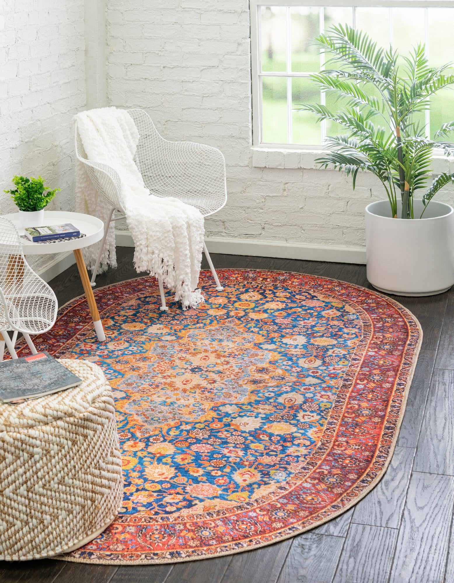 Unique Loom Timeless Collection Area Rug - James (5' x 8' Oval Navy ...