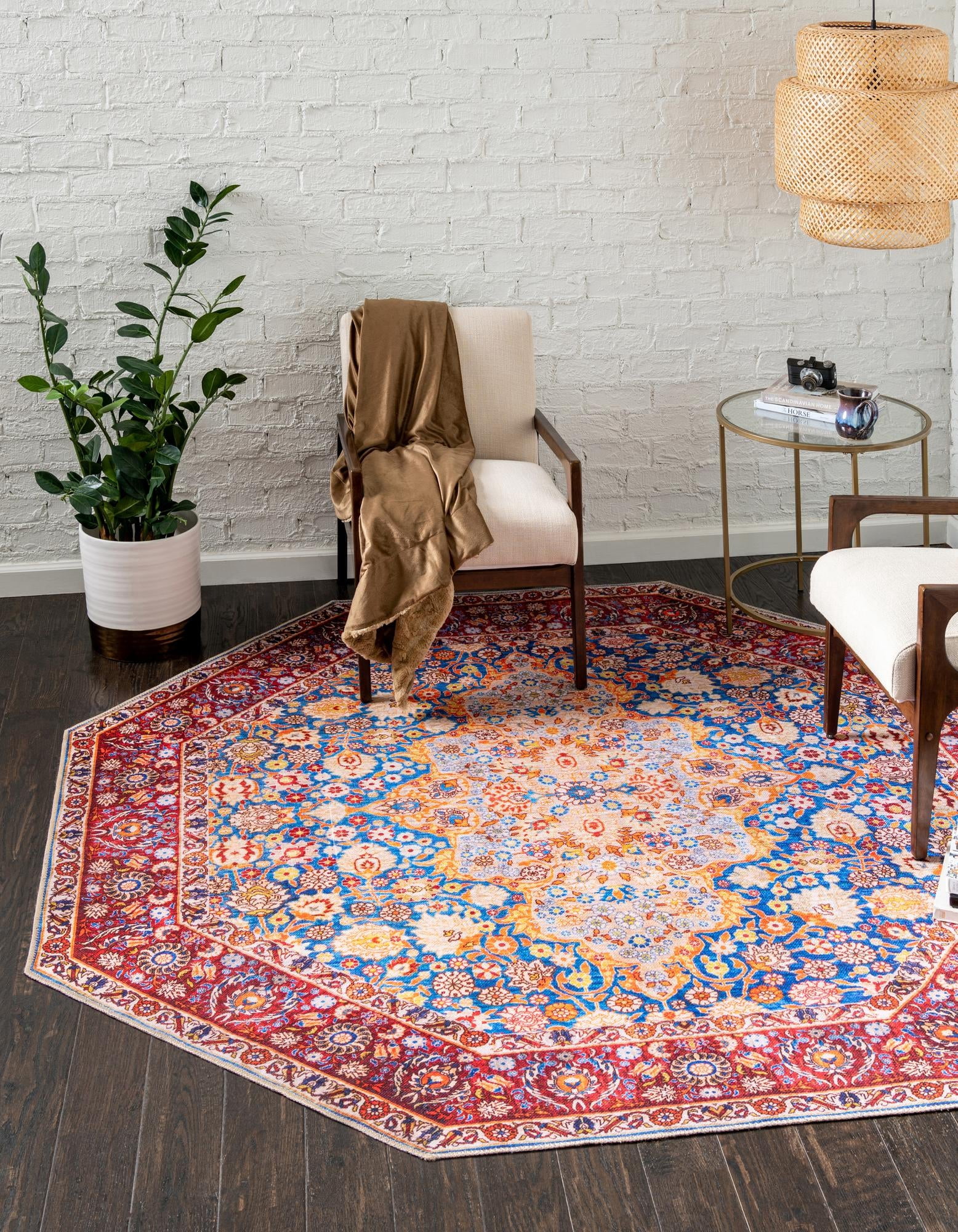 Unique Loom Timeless Collection Area Rug - James (7' 6" Octagon Navy ...