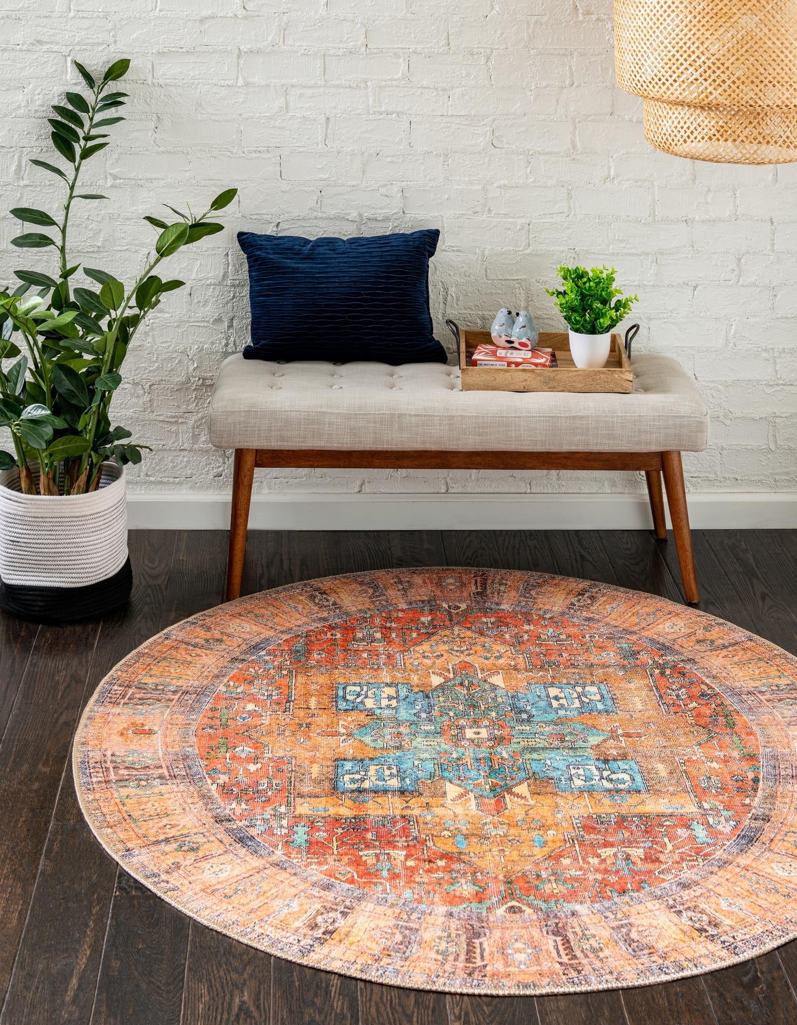 Unique Loom Timeless Collection Area Rug - Peter (5' Round Rust Red ...