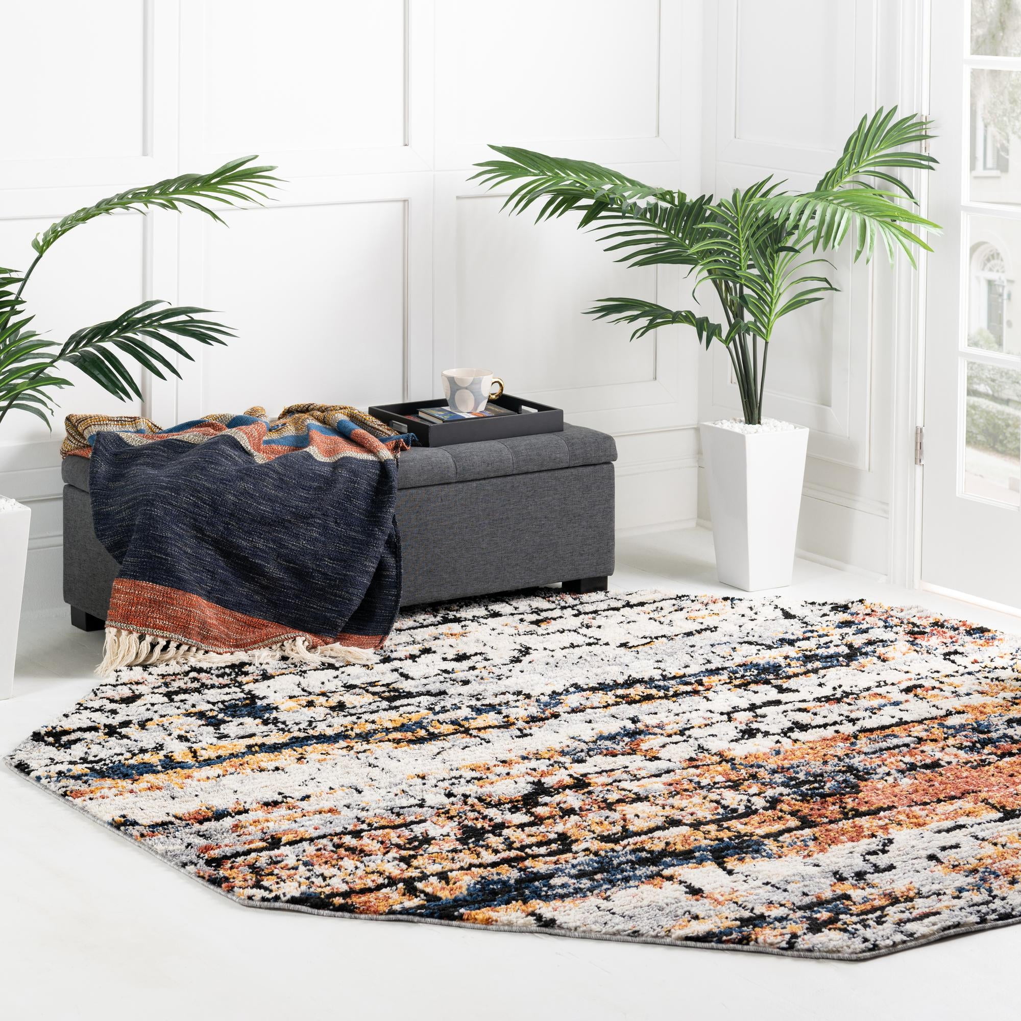 Unique Loom Tucson Collection Area Rug - Tohono (7' Octagon Multi/Black ...