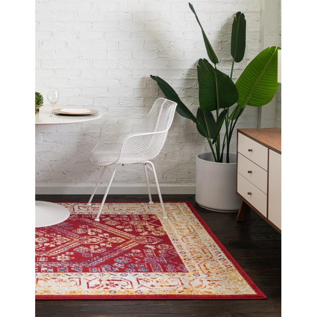 Unique Loom Trajan Aurelia Rug ,Rectangle,4' 1" x 6' 1" Magenta ...