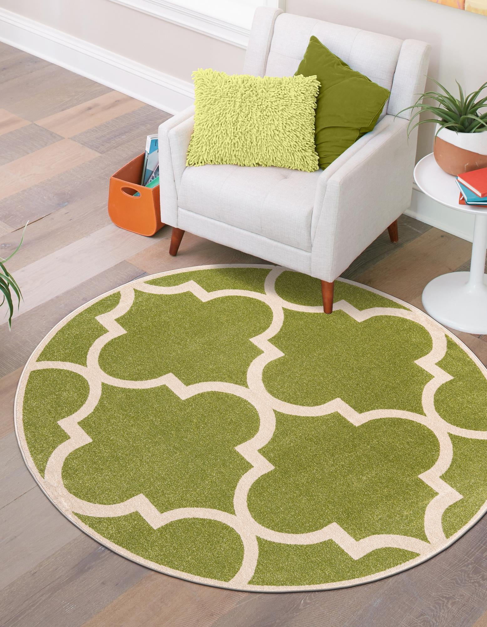 Unique Loom Trellis Collection Area Rug - Austin (6' 1" Round Green ...
