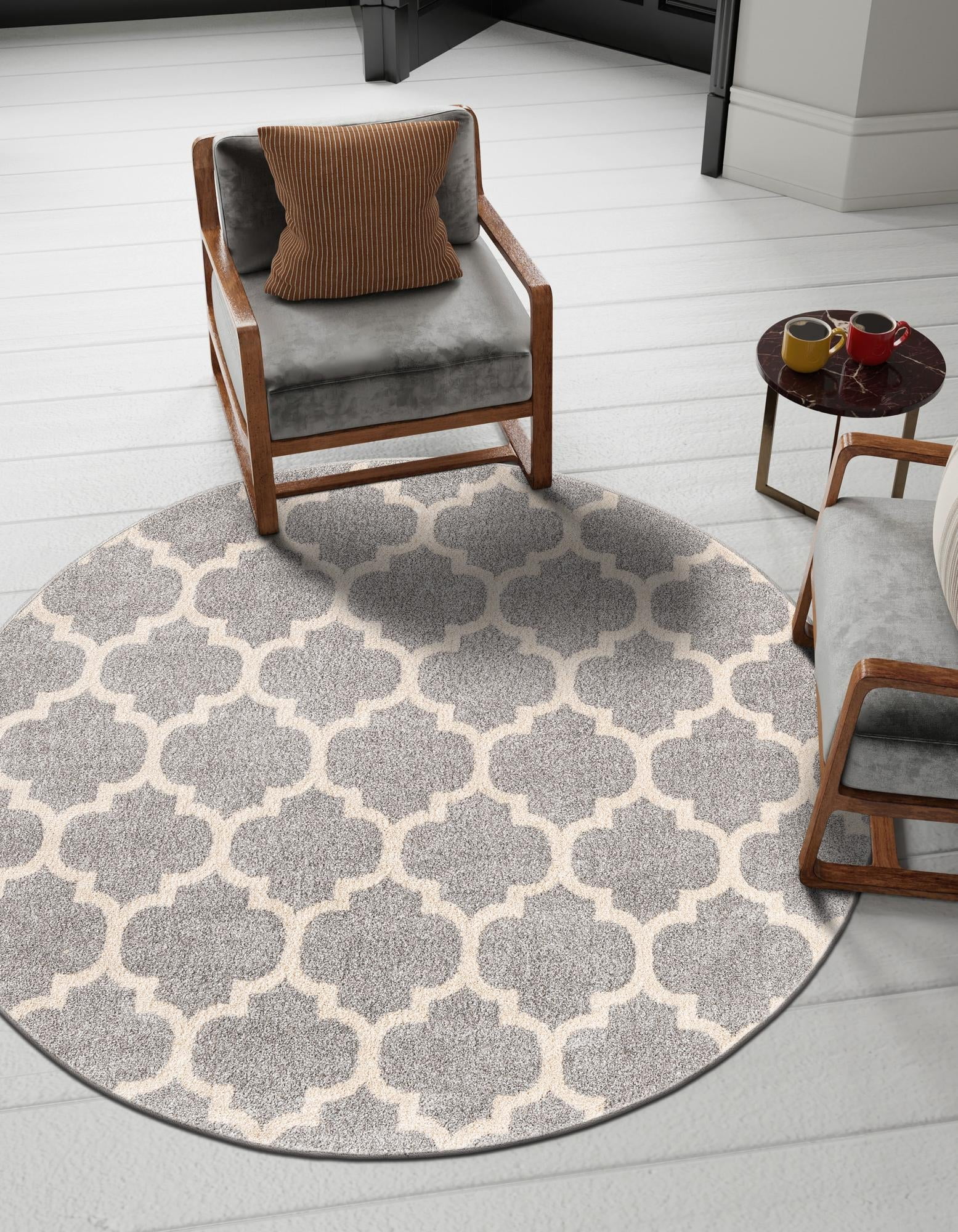Unique Loom Trellis Collection Area Rug - Philadelphia (10' Round Light ...