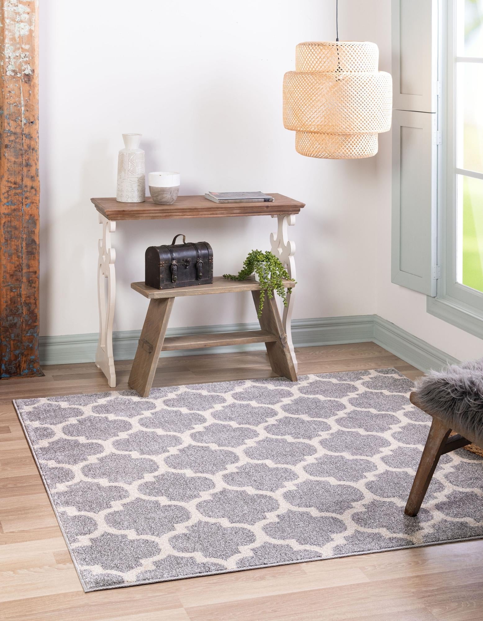 Unique Loom Trellis Collection Area Rug - Philadelphia (8' Square Light ...