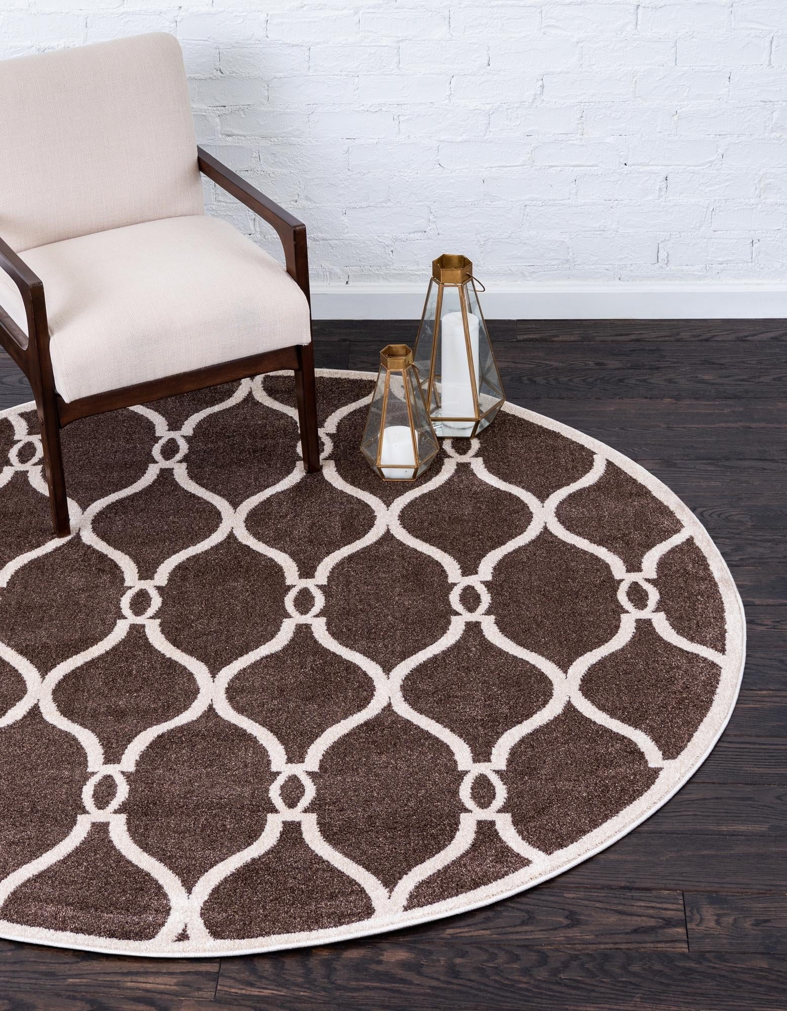 Unique Loom Trellis Collection Area Rug - Seattle (8' Round Brown/Beige ...