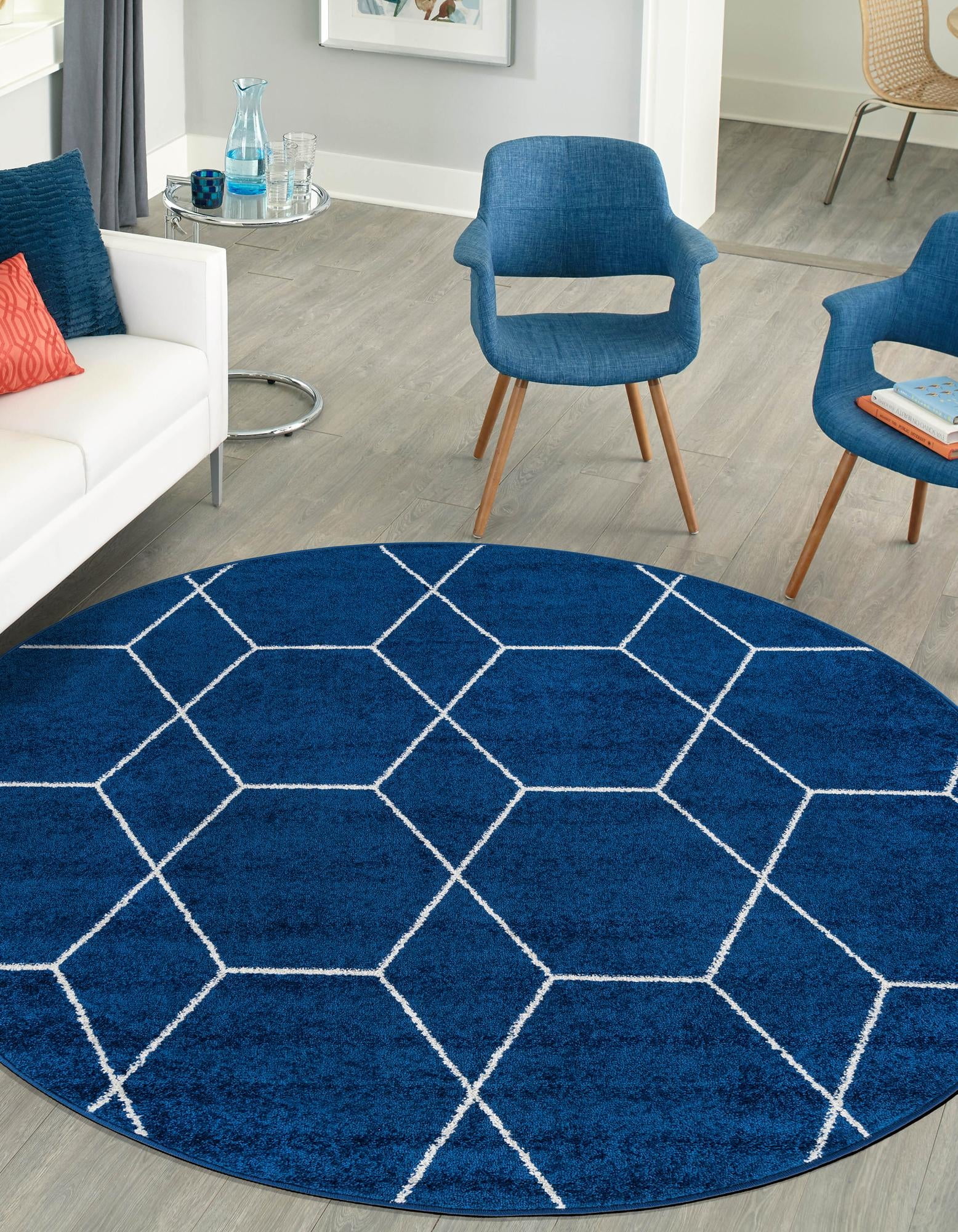 Unique Loom Trellis Frieze Collection Area Rug - Geometric (4' 1" Round ...