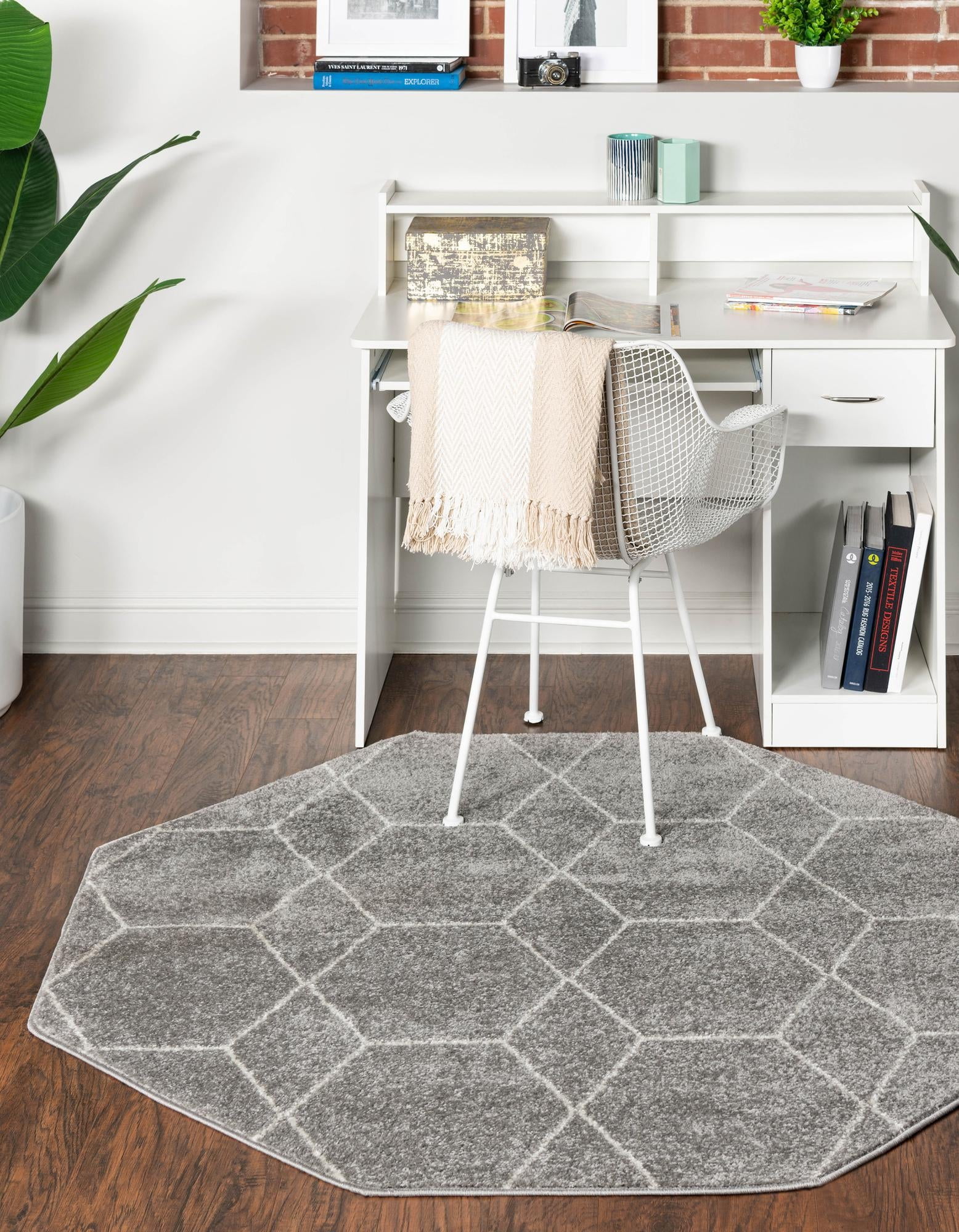 Unique Loom Trellis Frieze Collection Area Rug - Geometric (5' Octagon ...