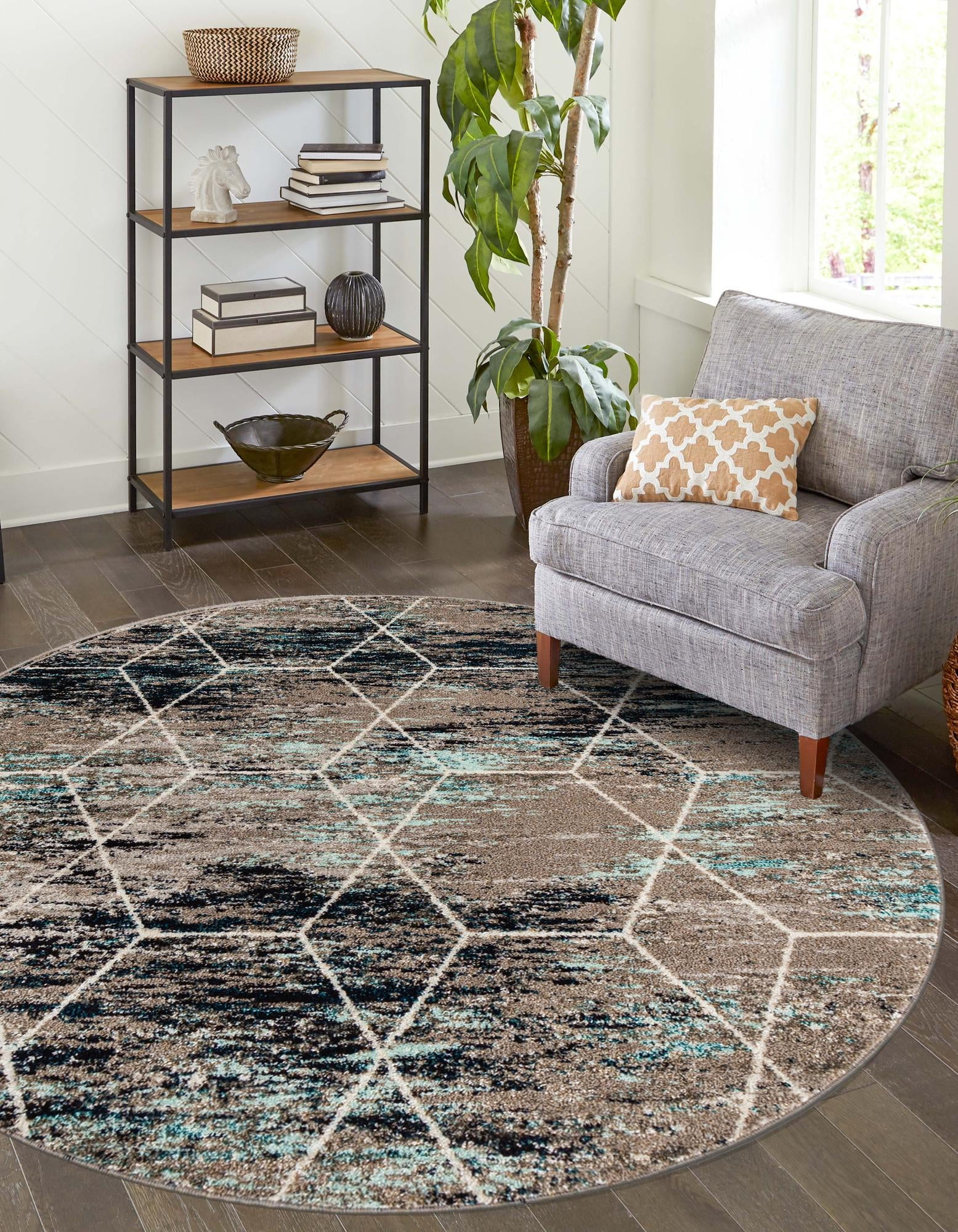 Free Shipping! Unique Loom 8 Ft Round Rug in Multi (3151807) - Walmart ...