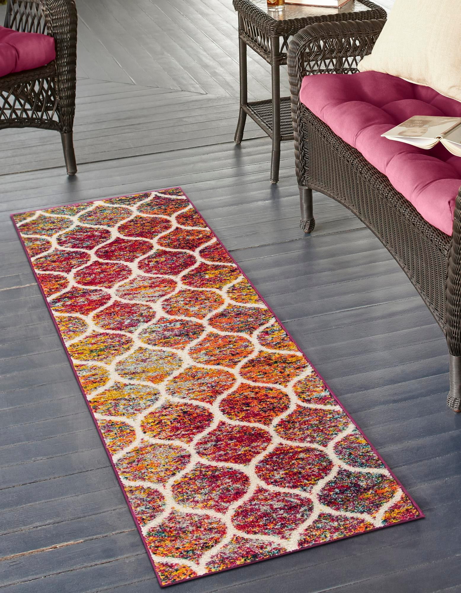 Unique Loom Trellis Frieze Collection Area Rug - Rounded (2' x 8' 8 ...