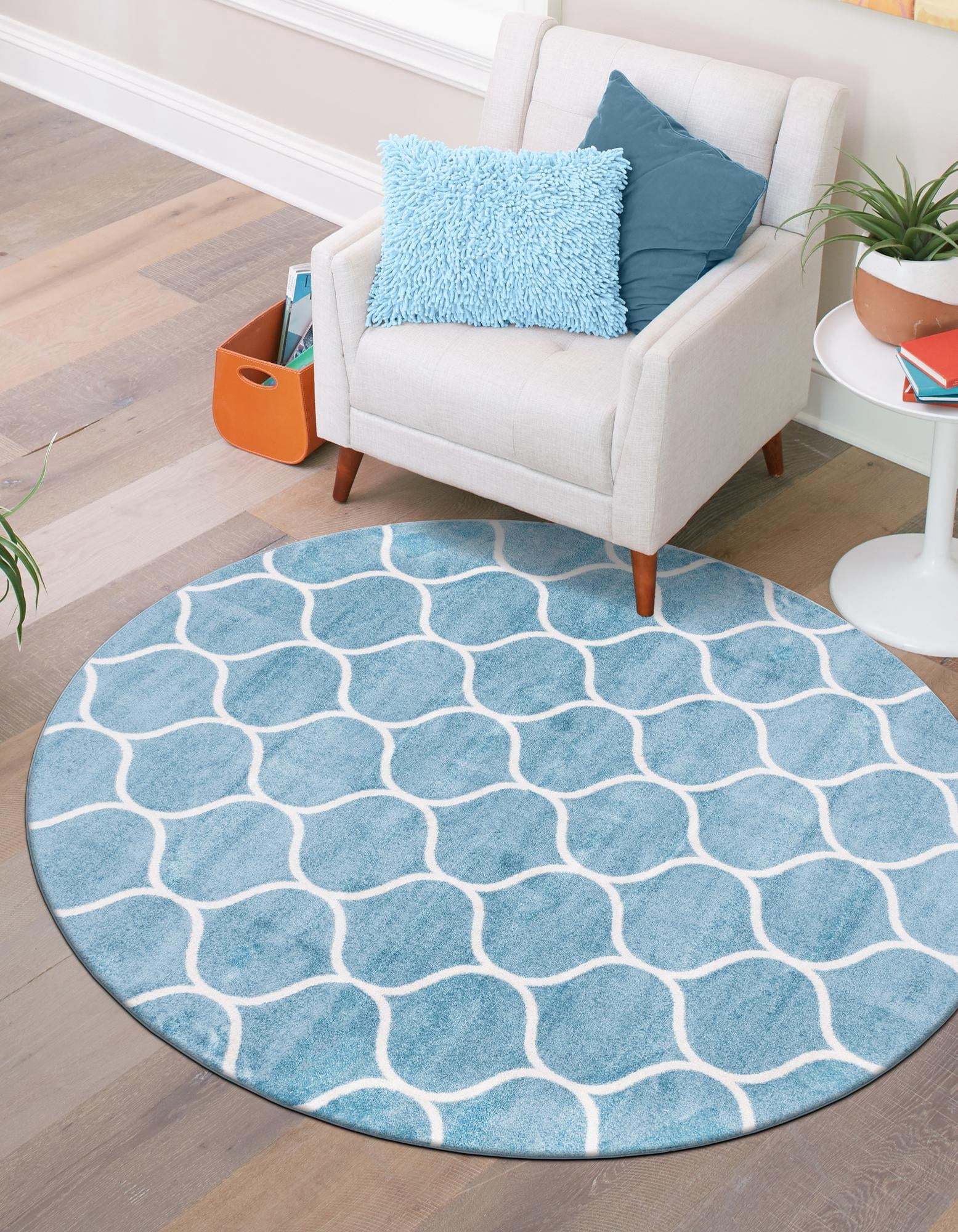 Unique Loom Trellis Frieze Collection Area Rug - Rounded (5' 1" Round ...