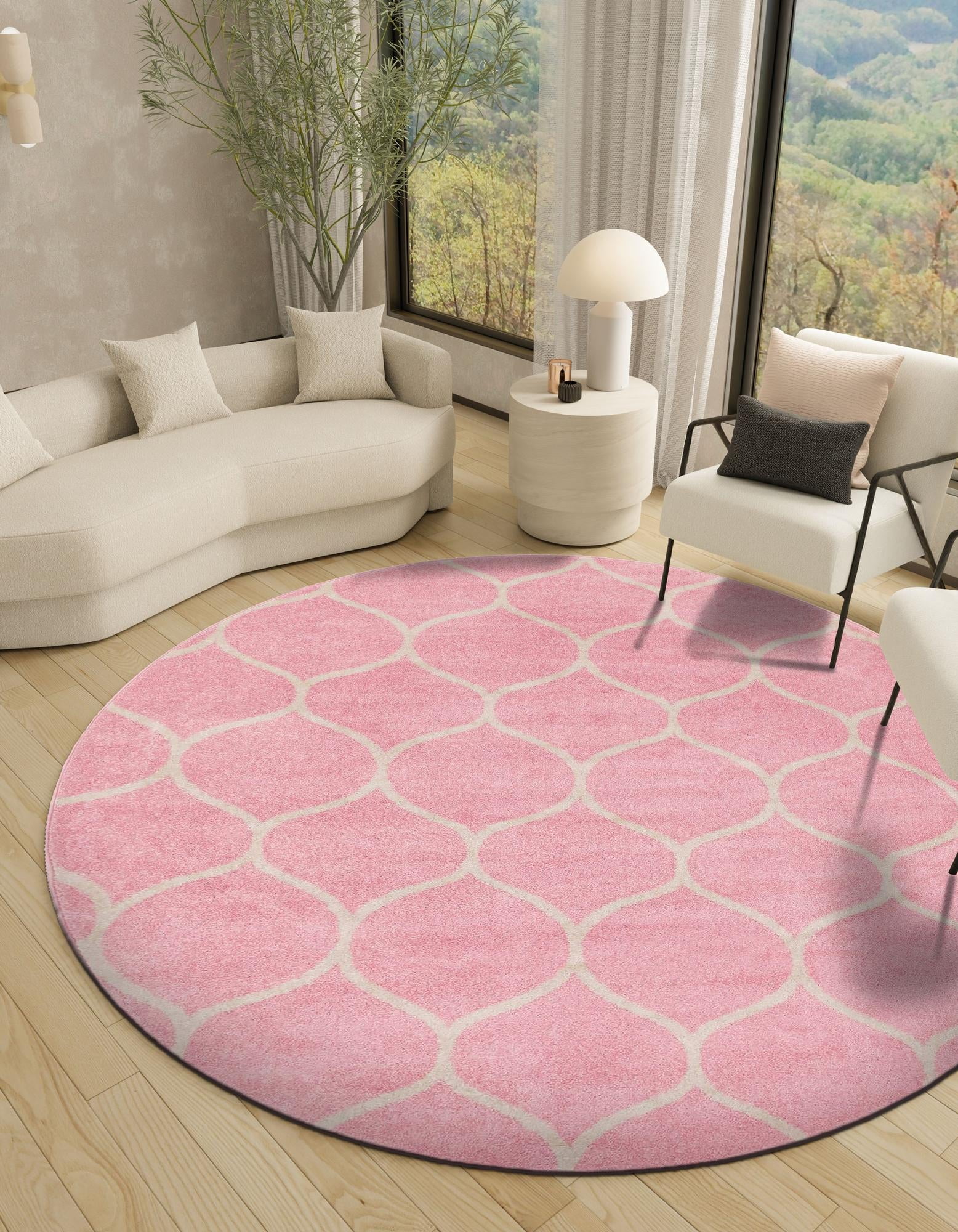 Unique Loom Trellis Frieze Collection Area Rug - Rounded (5' 1" Round ...