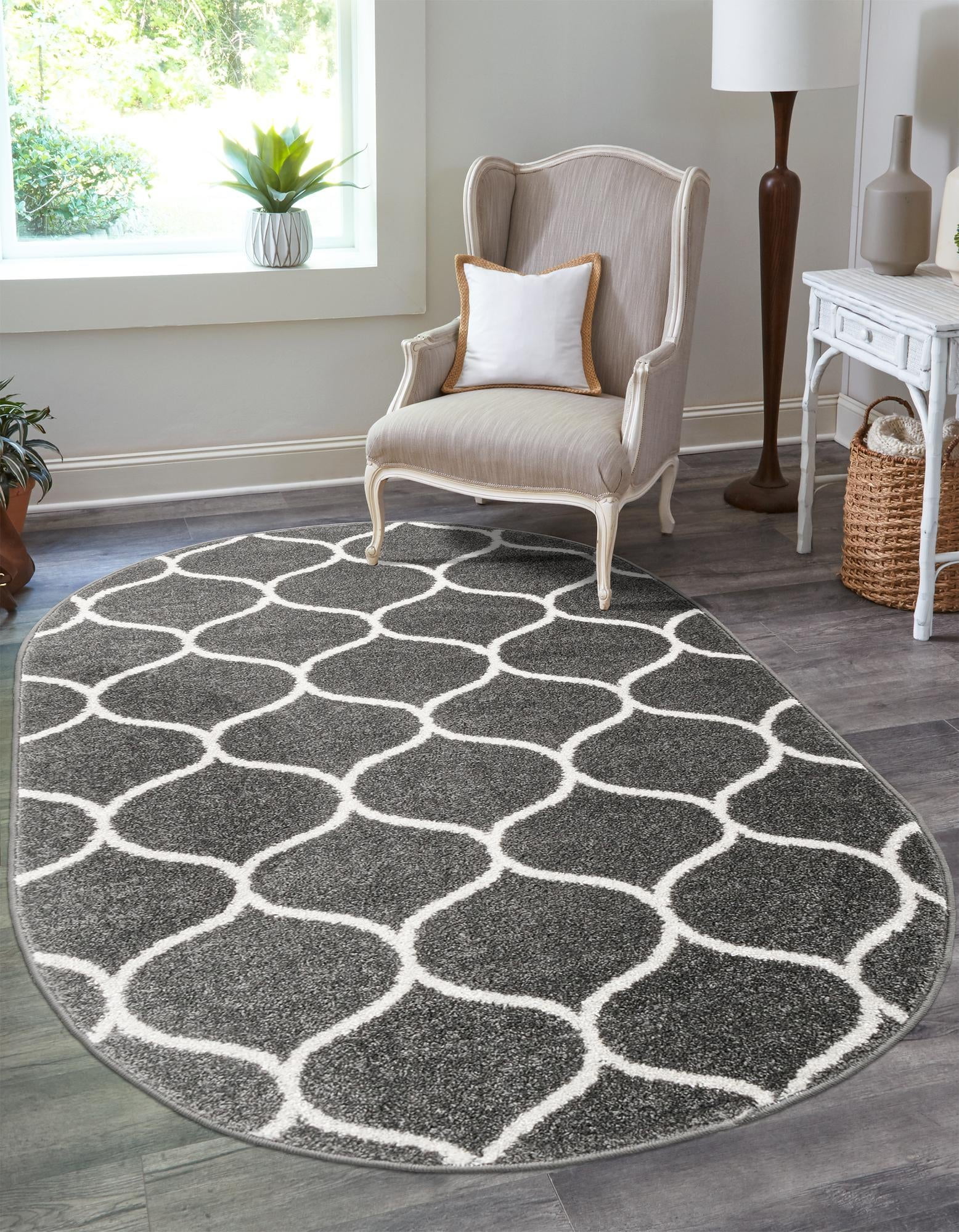 Unique Loom Trellis Frieze Collection Area Rug - Rounded (5' x 8' Oval ...