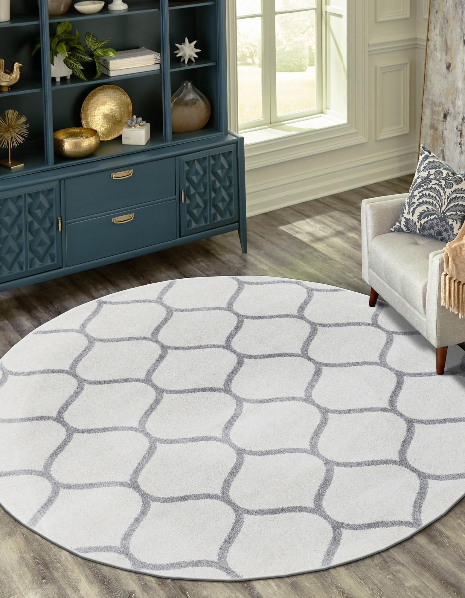 Unique Loom Trellis Frieze Collection Area Rug - Rounded (7' Round ...