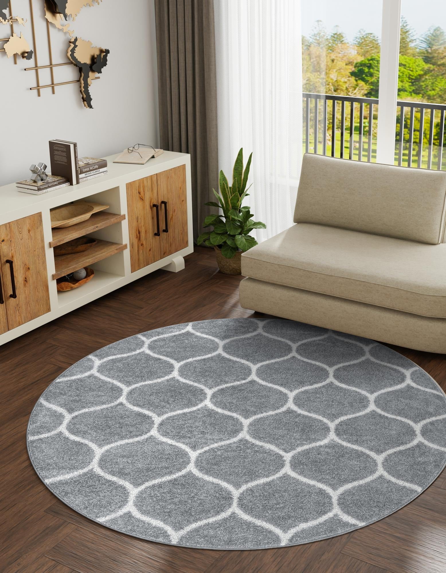 Unique Loom Trellis Frieze Collection Area Rug - Rounded (8' Round ...