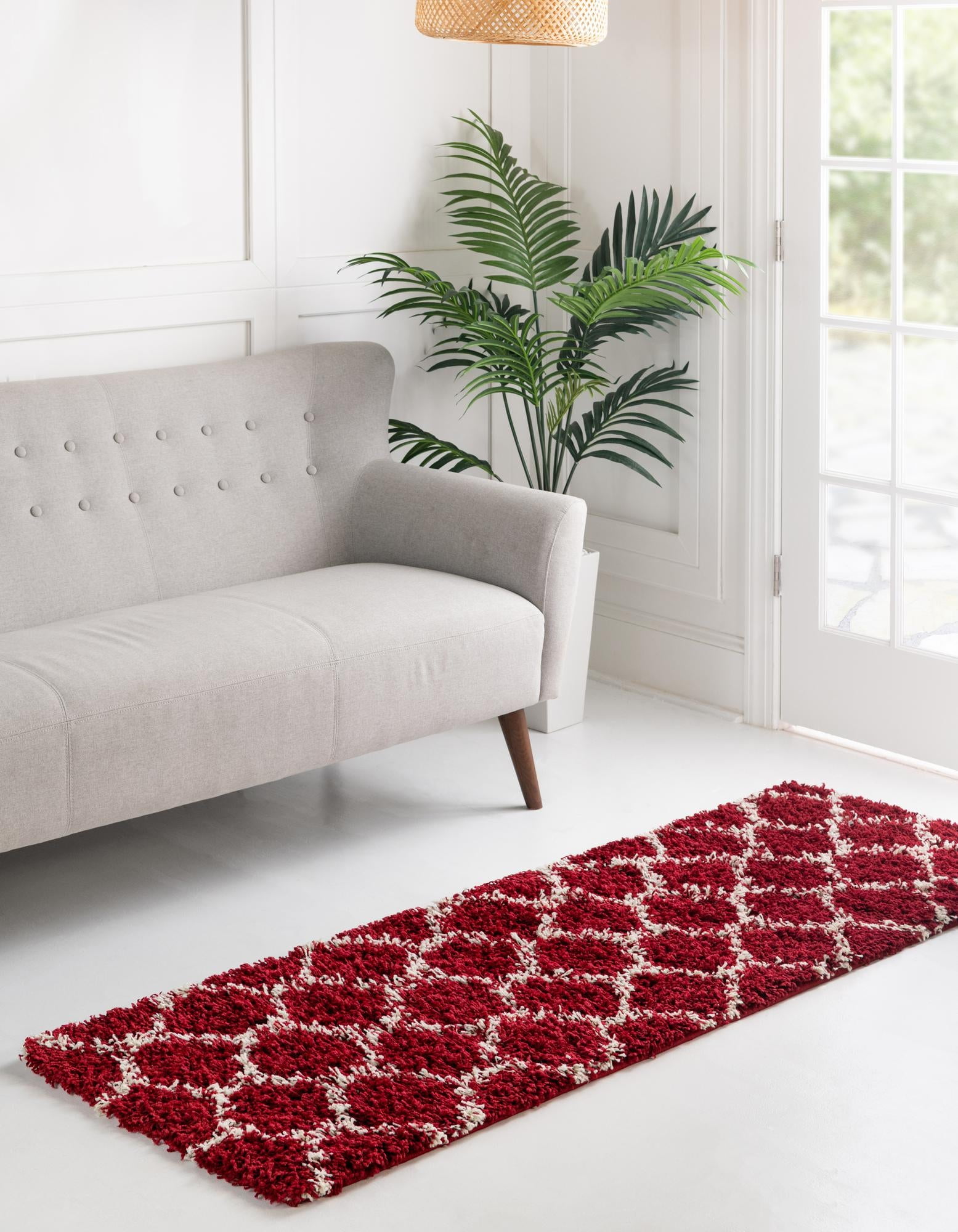 Unique Loom Trellis Shag Collection Area Rug - Ruby (2' 7" x 10' Runner ...