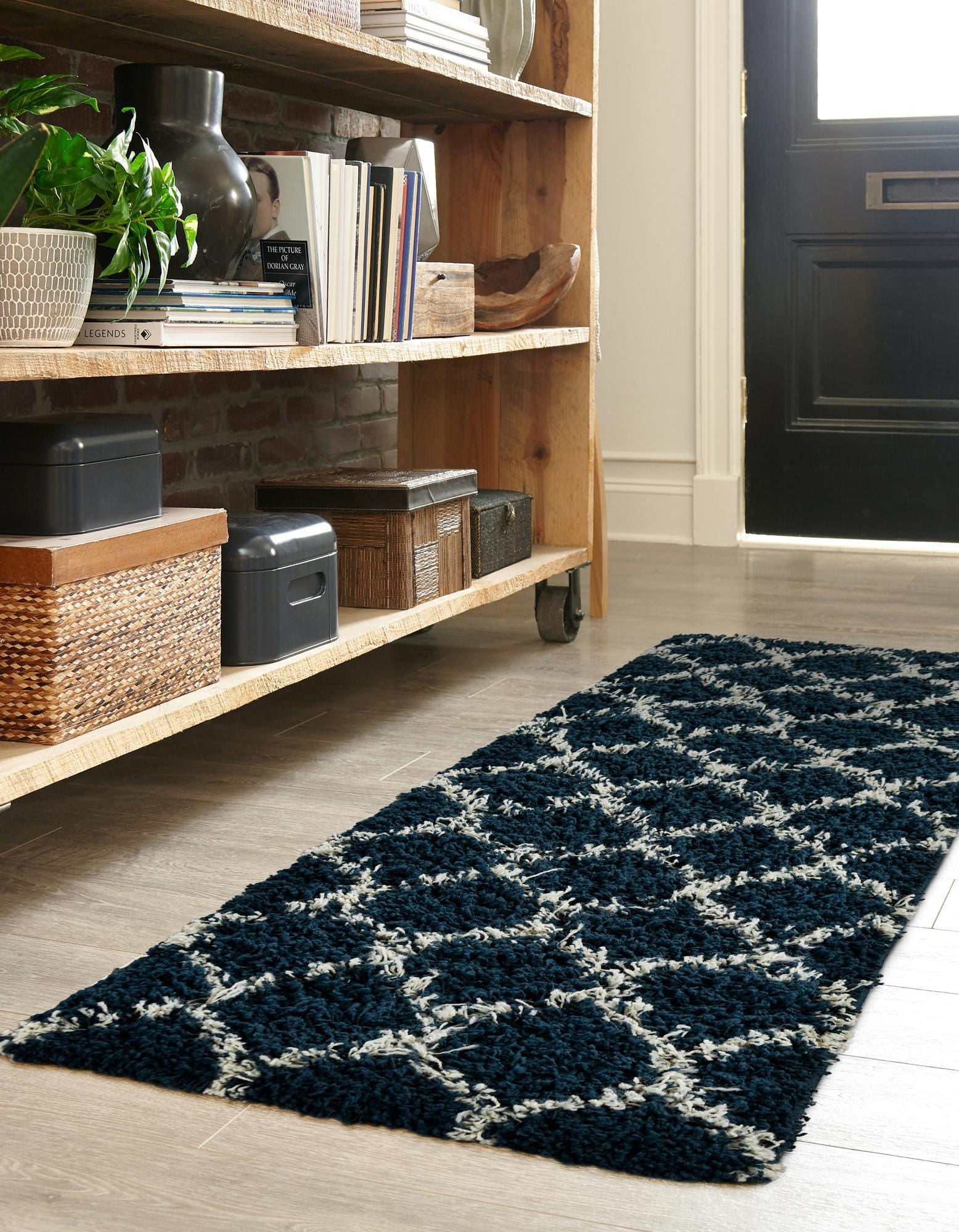 Unique Loom Trellis Shag Collection Area Rug - Ruby (2' x 7' Runner ...