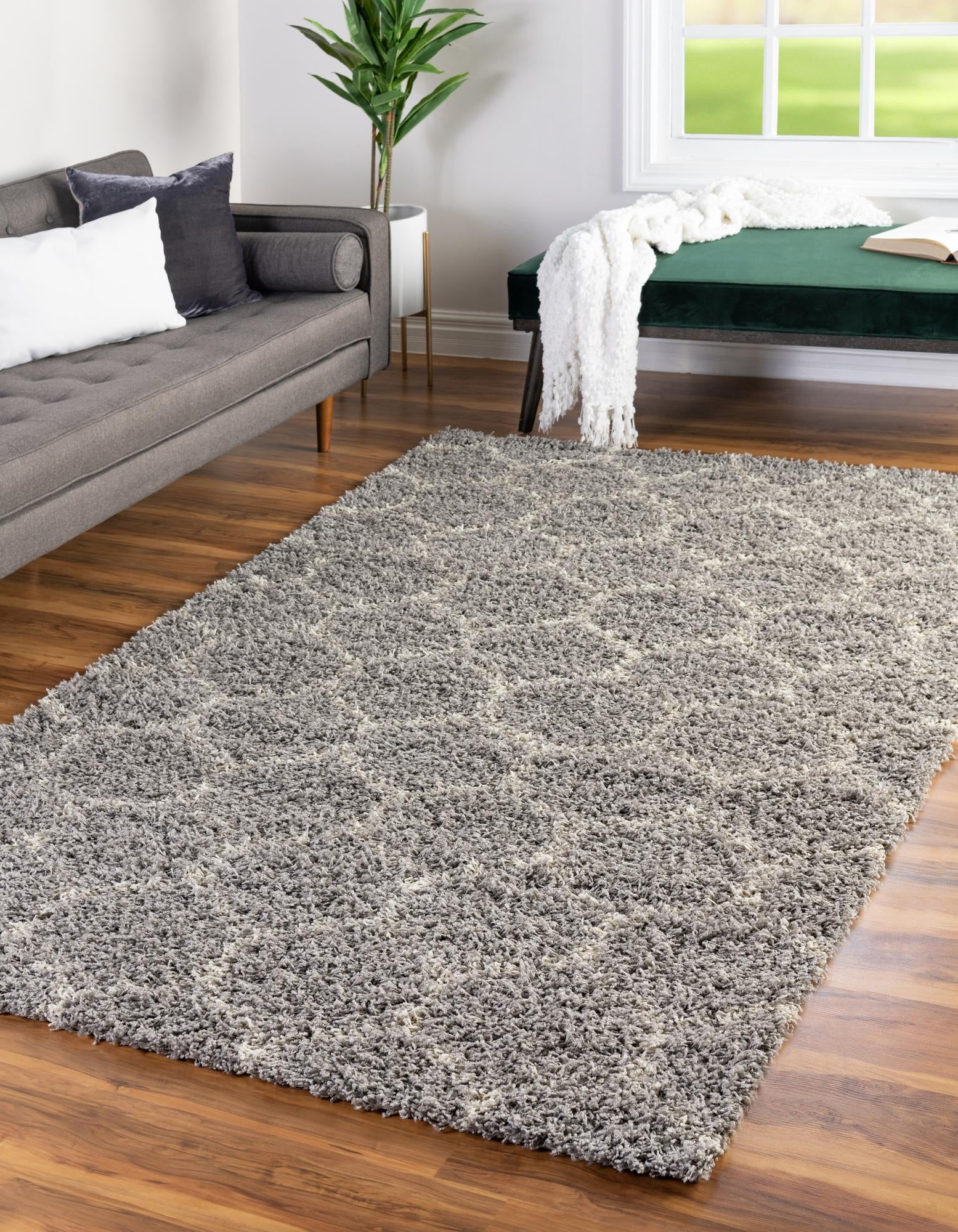 Unique Loom Trellis Shag Collection Area Rug - Ruby (4' x 6' Rectangle ...