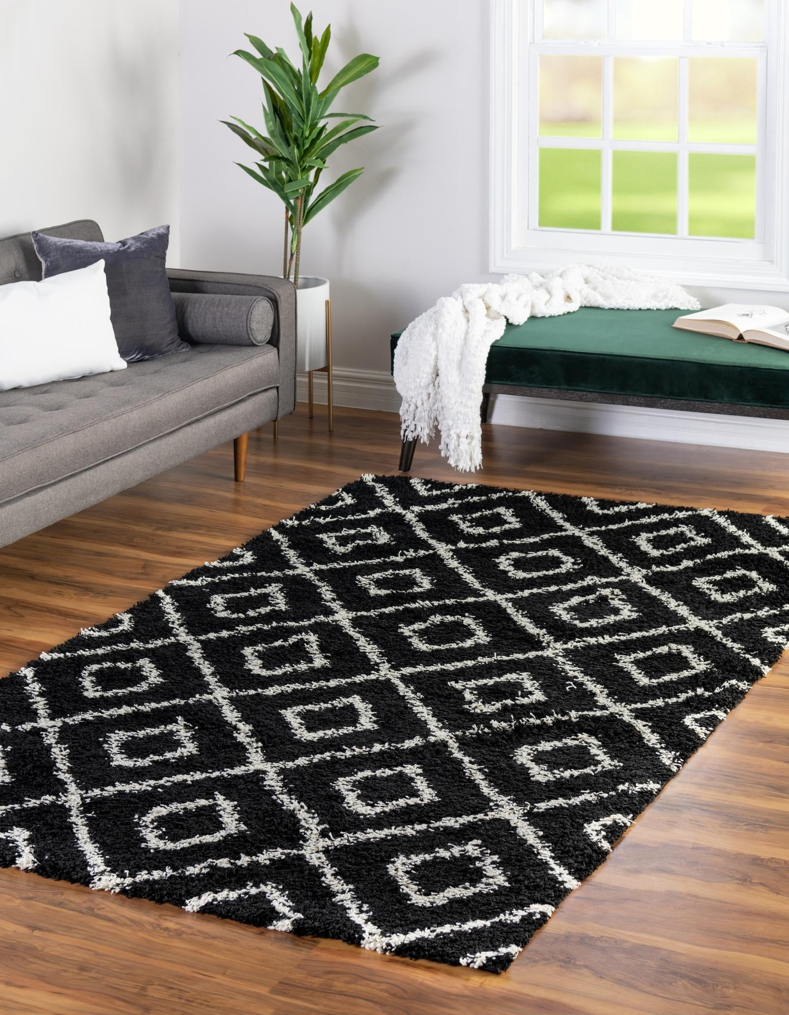 Unique Loom Trellis Shag Collection Area Rug - Ruth (10' 8" x 14 ...