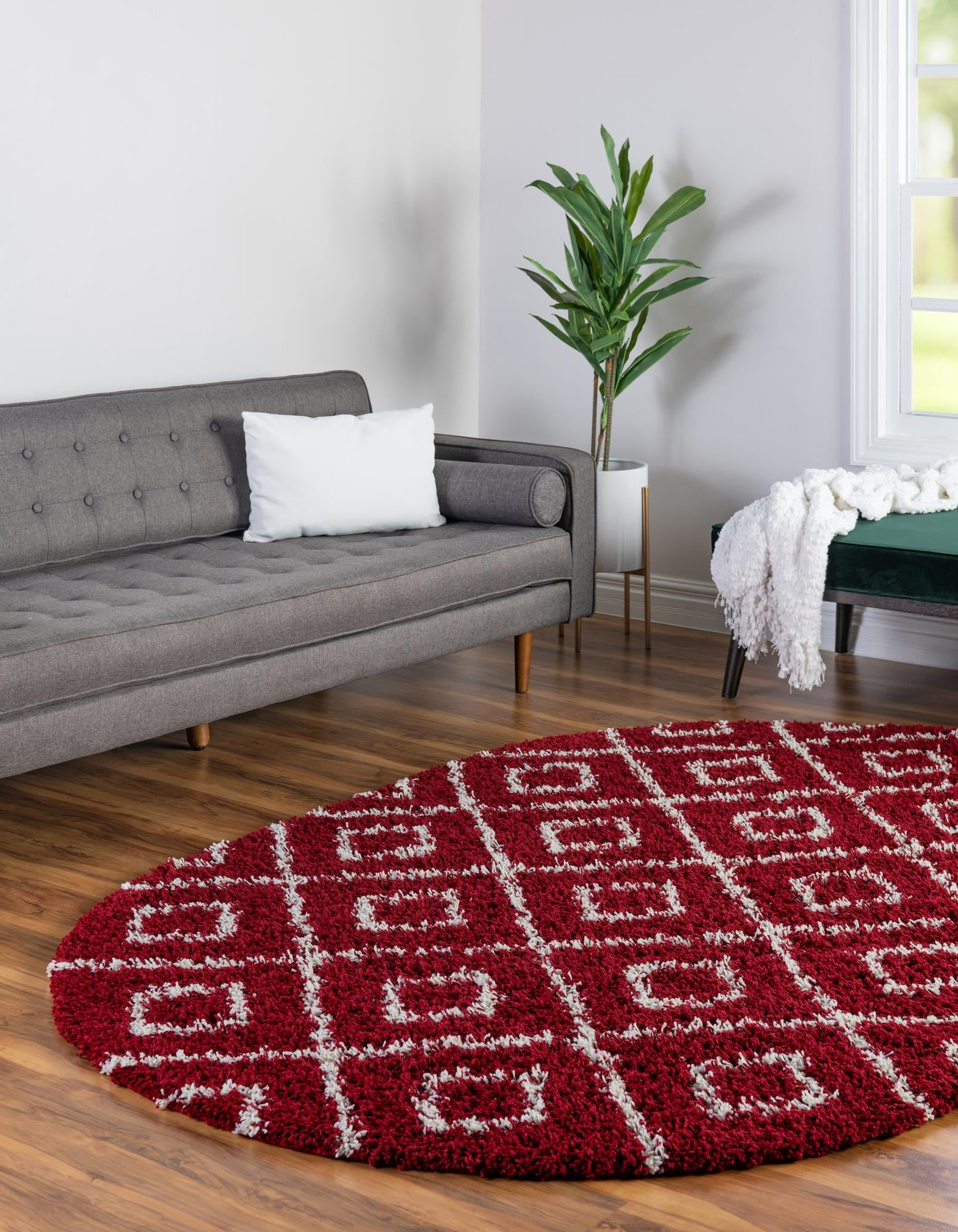 Unique Loom Trellis Shag Collection Area Rug - Ruth (4' x 6' Oval ...