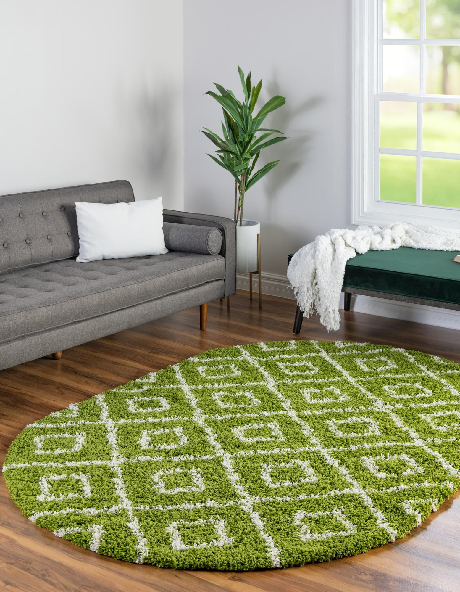 Unique Loom Trellis Shag Collection Area Rug - Ruth (5' 3" x 8' Oval ...