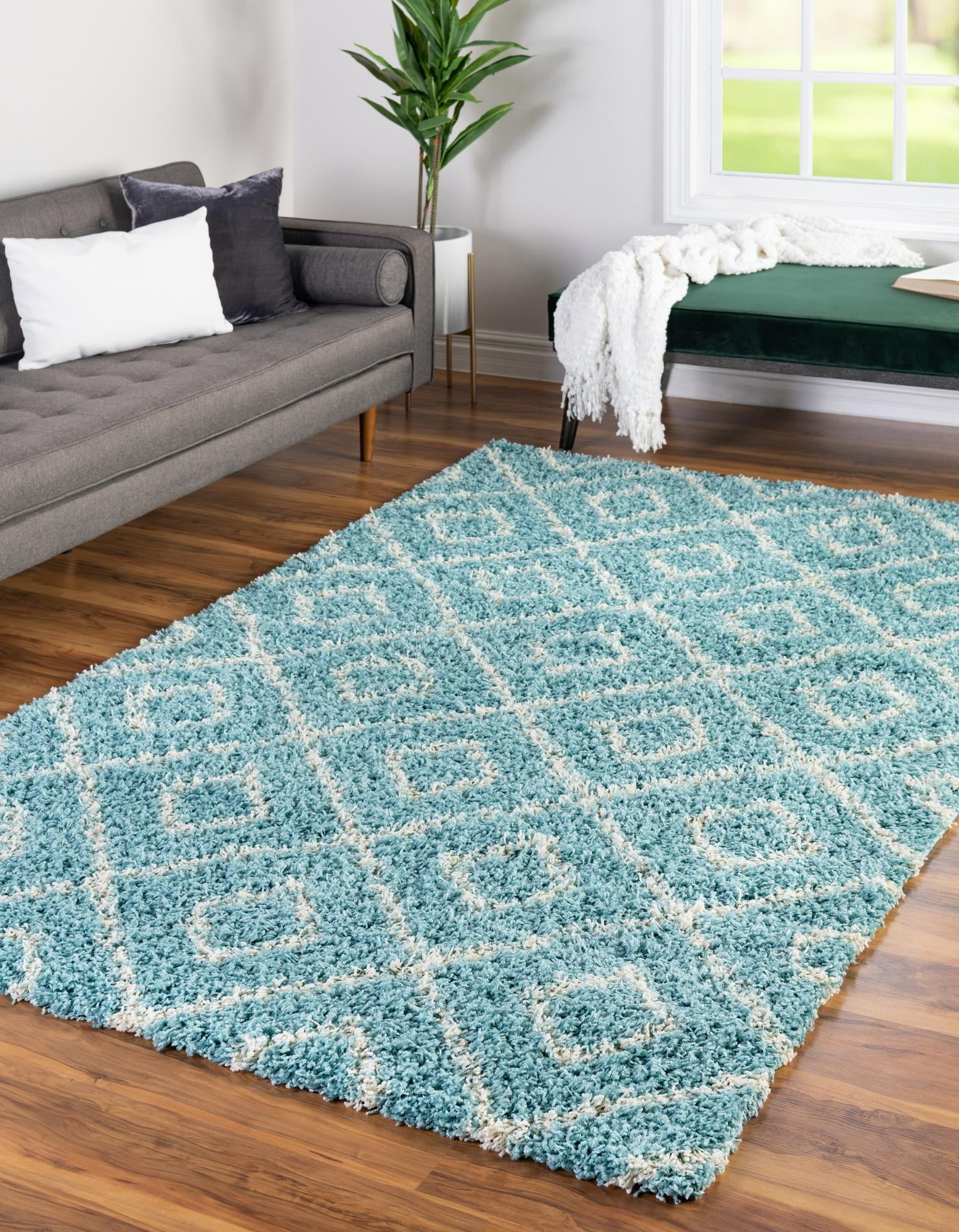 Unique Loom Trellis Shag Collection Area Rug - Ruth (6' x 9' Rectangle ...