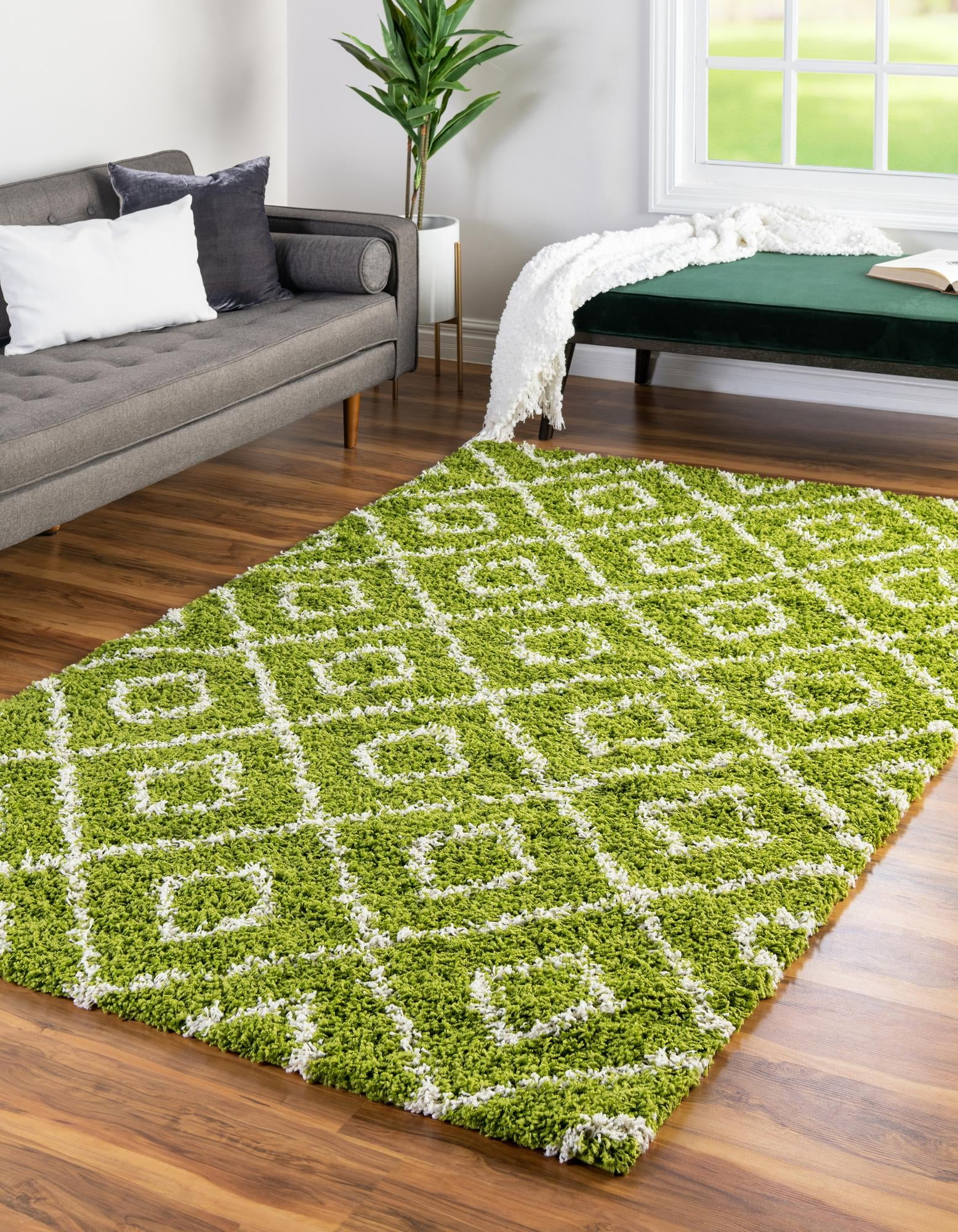 Unique Loom Trellis Shag Collection Area Rug - Ruth (6' x 9' Rectangle ...