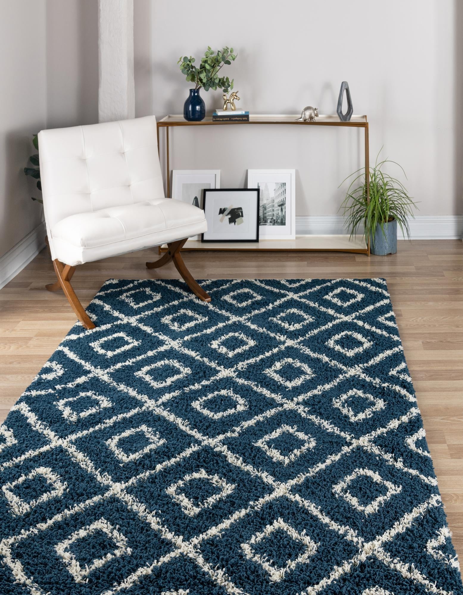 Unique Loom Trellis Shag Collection Area Rug - Ruth (6' x 9' Rectangle ...