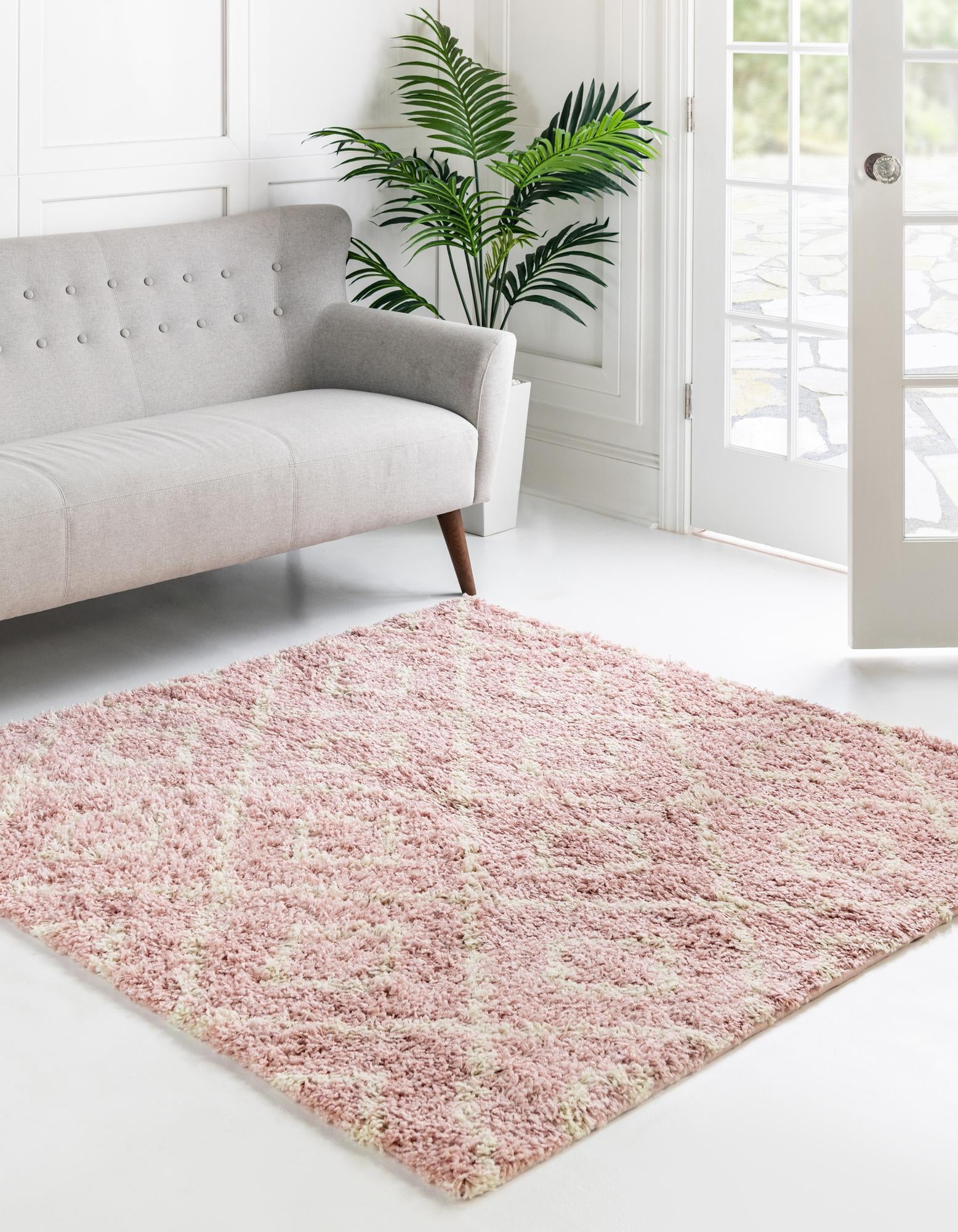 Unique Loom Trellis Shag Collection Area Rug - Ruth (7' 10" Square ...