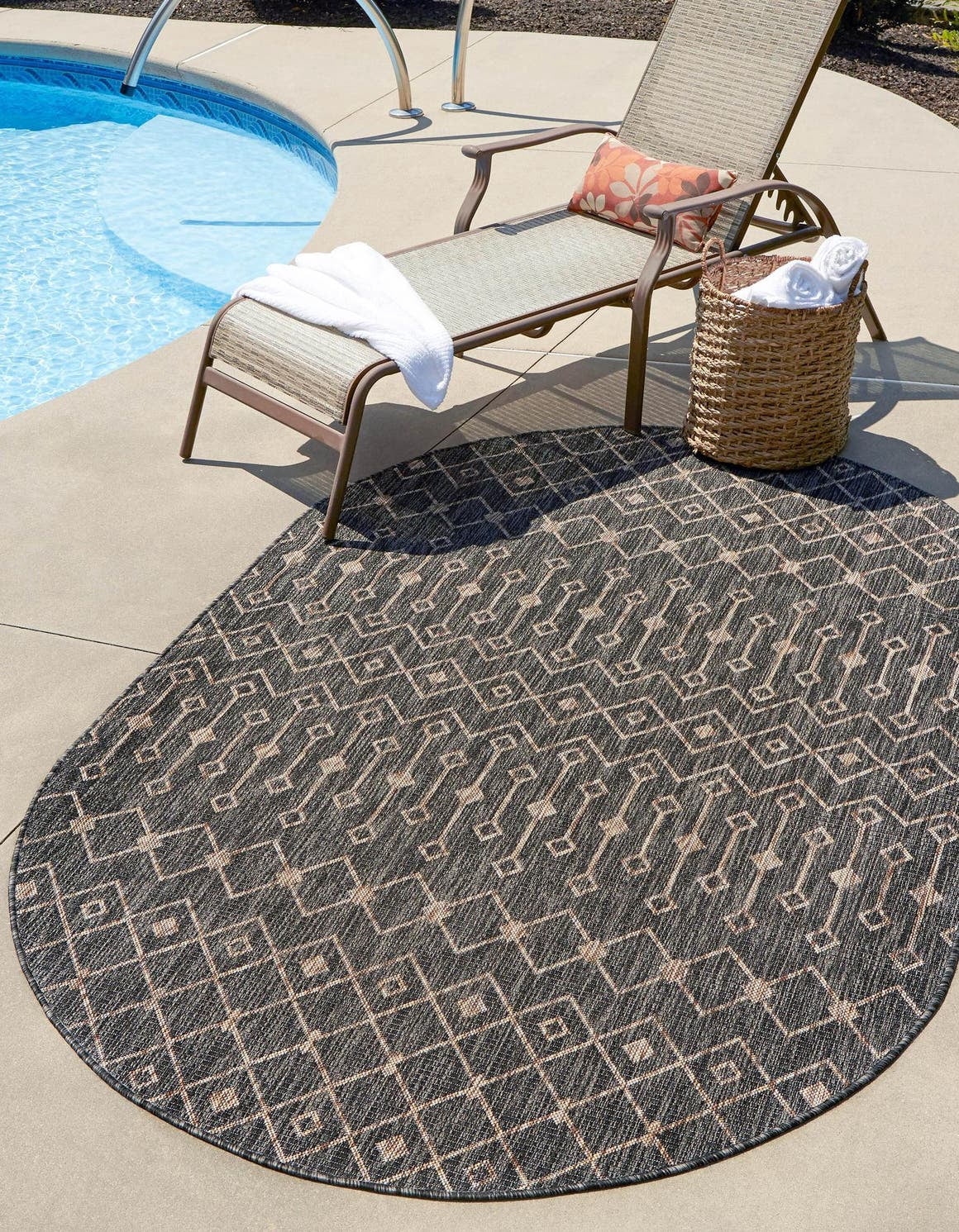Unique Loom Tribal Trellis Indoor/Outdoor Trellis Rug Charcoal Gray ...