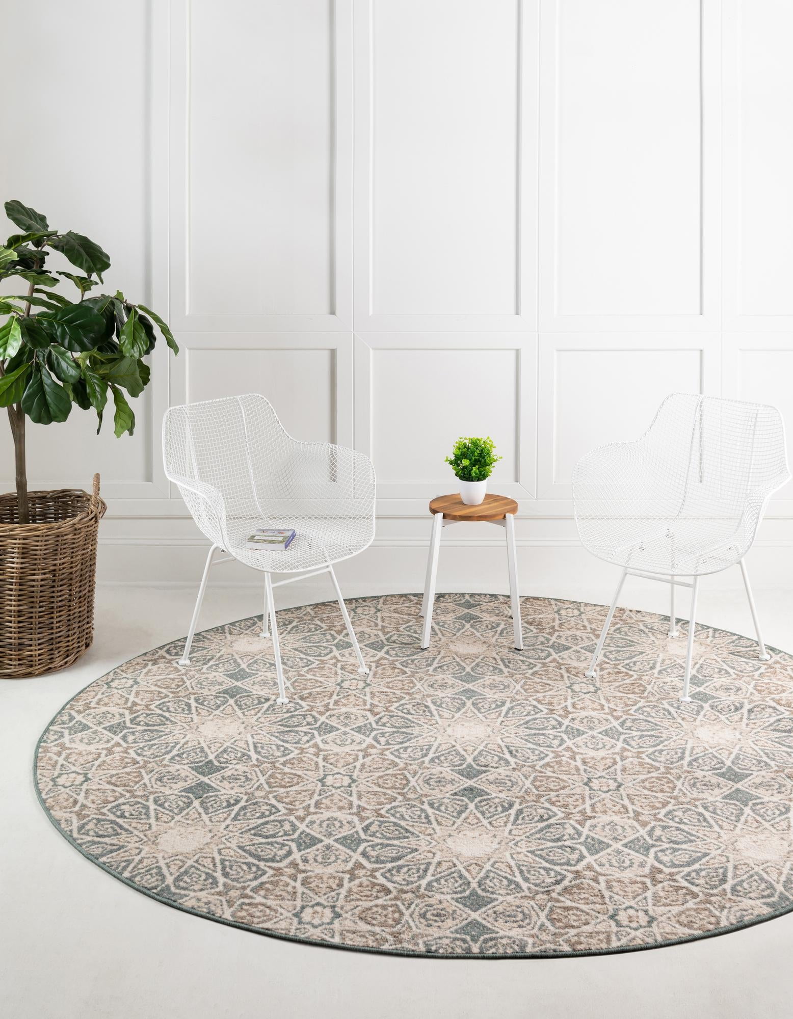 Unique Loom Tuareg Collection Area Rug - Oasis (8' Round Multi/Brown ...