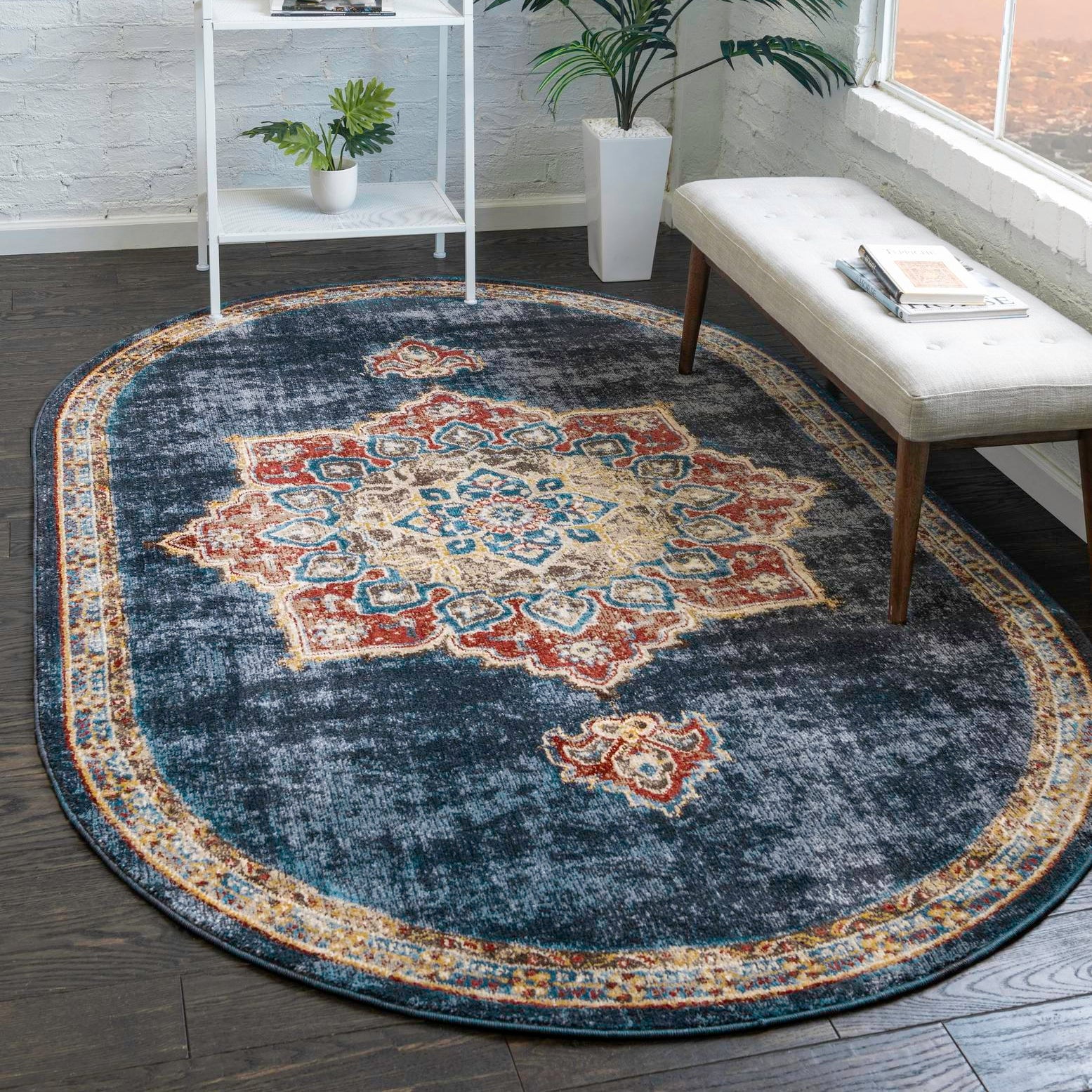 Unique Loom Utopia Collection Area Rug - Helios (7' 11" x 10' Oval Dark ...
