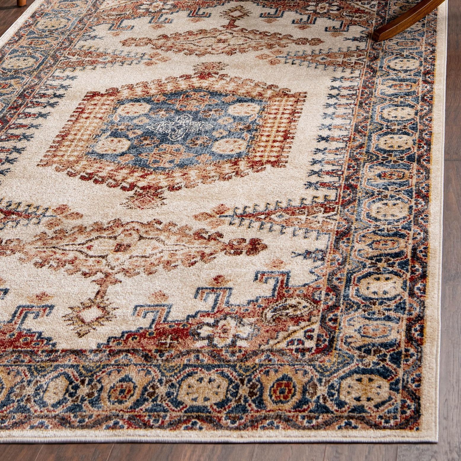 Unique Loom Utopia Collection Area Rug - Larissa (7' 1" x 10' Rectangle Cream/Blue) - Walmart.com