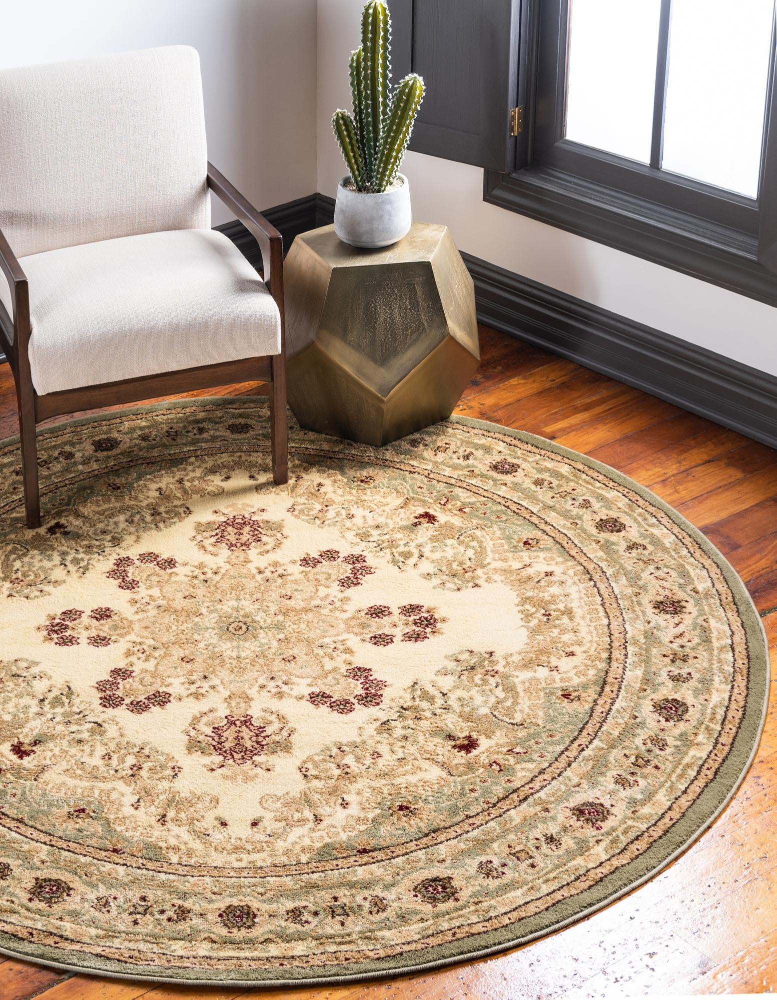 Unique Loom Versailles Collection Area Rug - Louis (6' 1" Round Cream ...