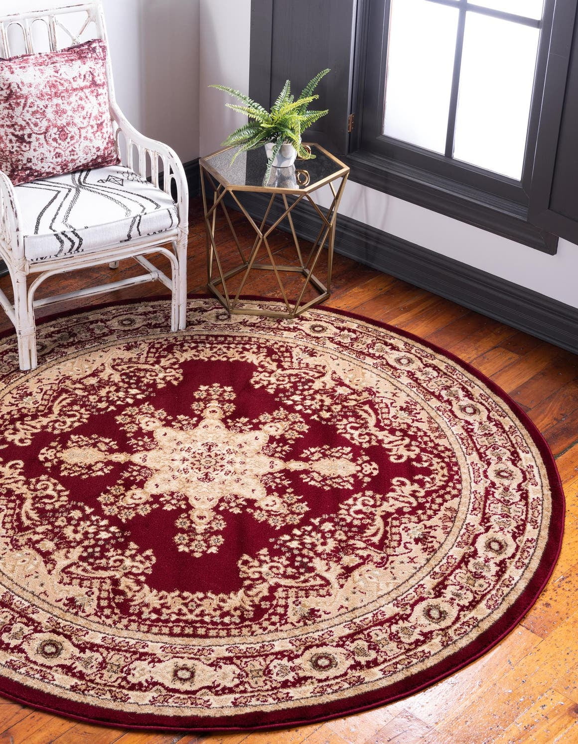 Unique Loom Versailles Rug , 6' 1" x 6' 1" ,Red - Walmart.com