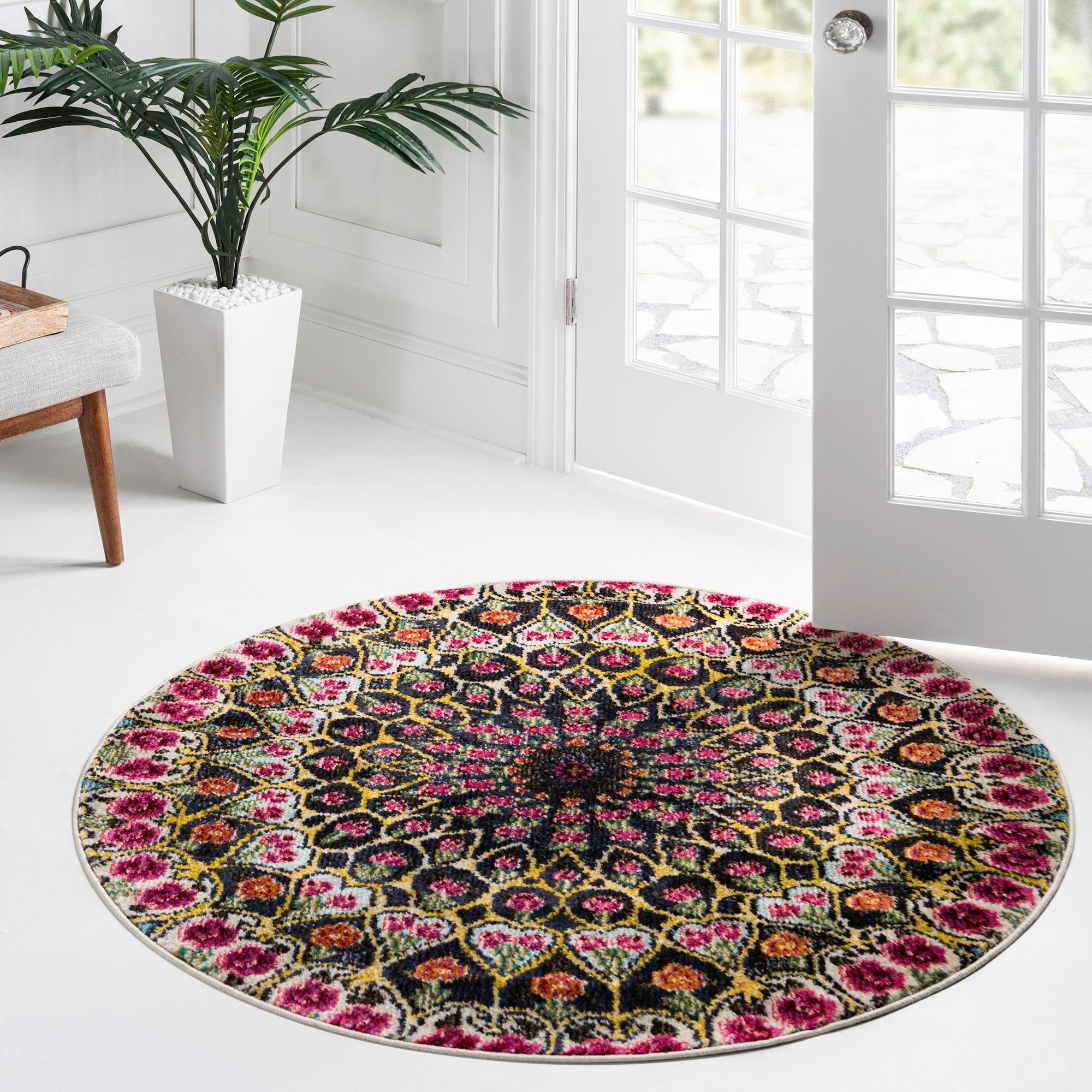Unique Loom Vita Collection Area Rug - O' Keefe (8' Round Multi/Blue ...