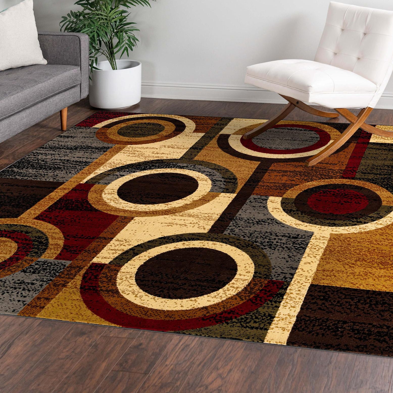 Unique Loom Cafe Collection Area Rug - Vivalto (7' 10" Square Multi/Beige) - Walmart.com