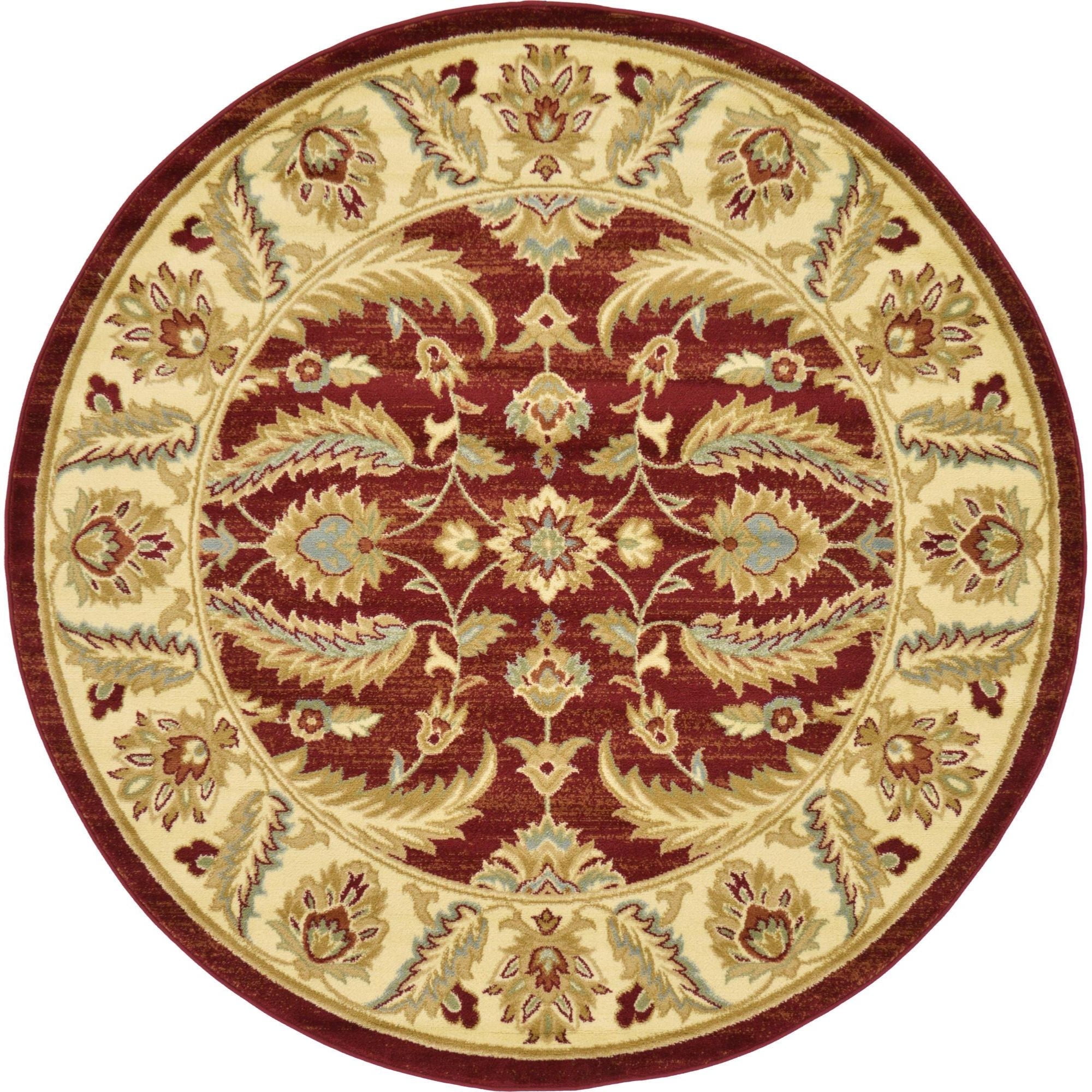 Unique Loom Voyage Collection Area Rug - Hickory (6' 1" Round Red/Cream ...