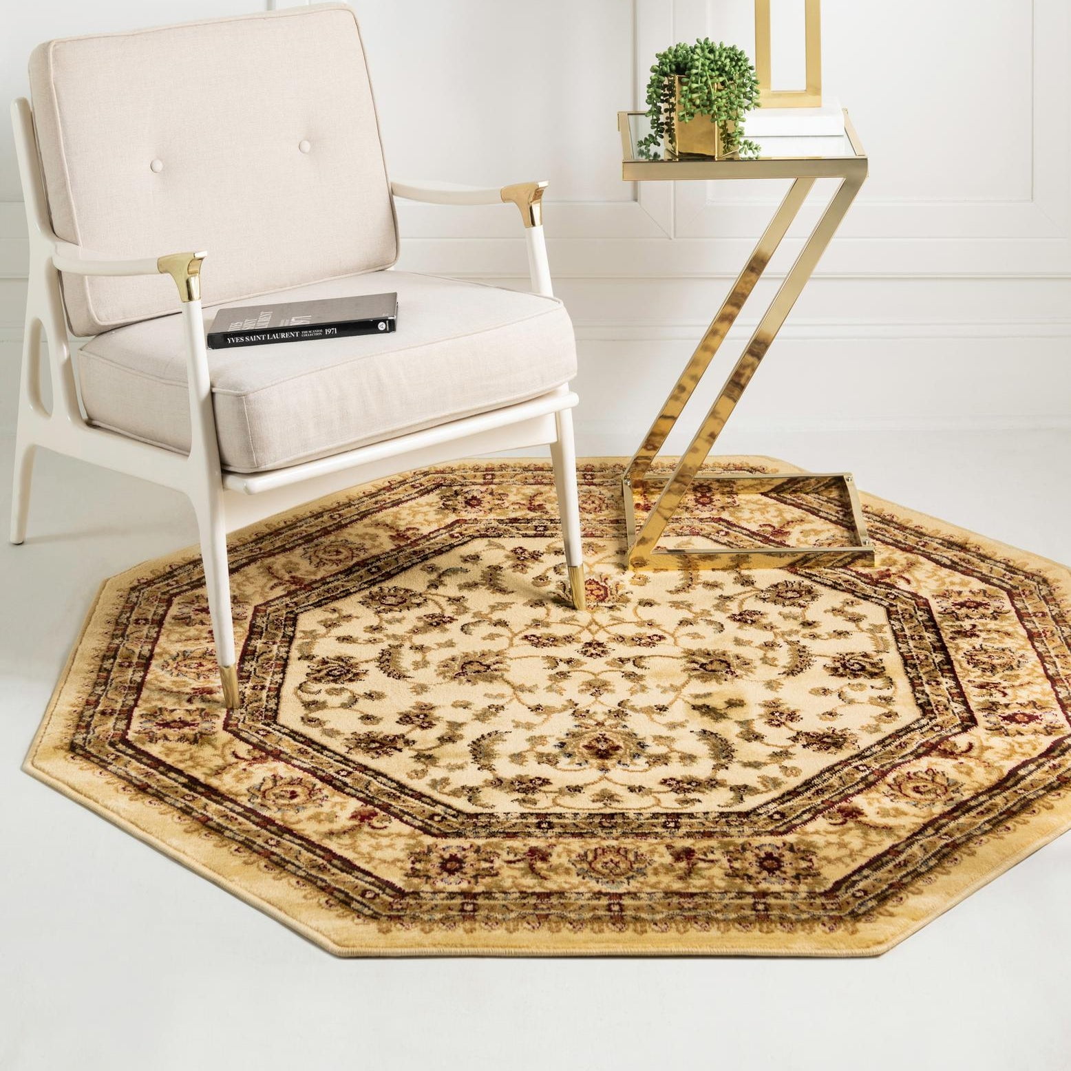 Unique Loom Voyage Collection Area Rug - St. Louis (5' 3" Octagon Cream ...