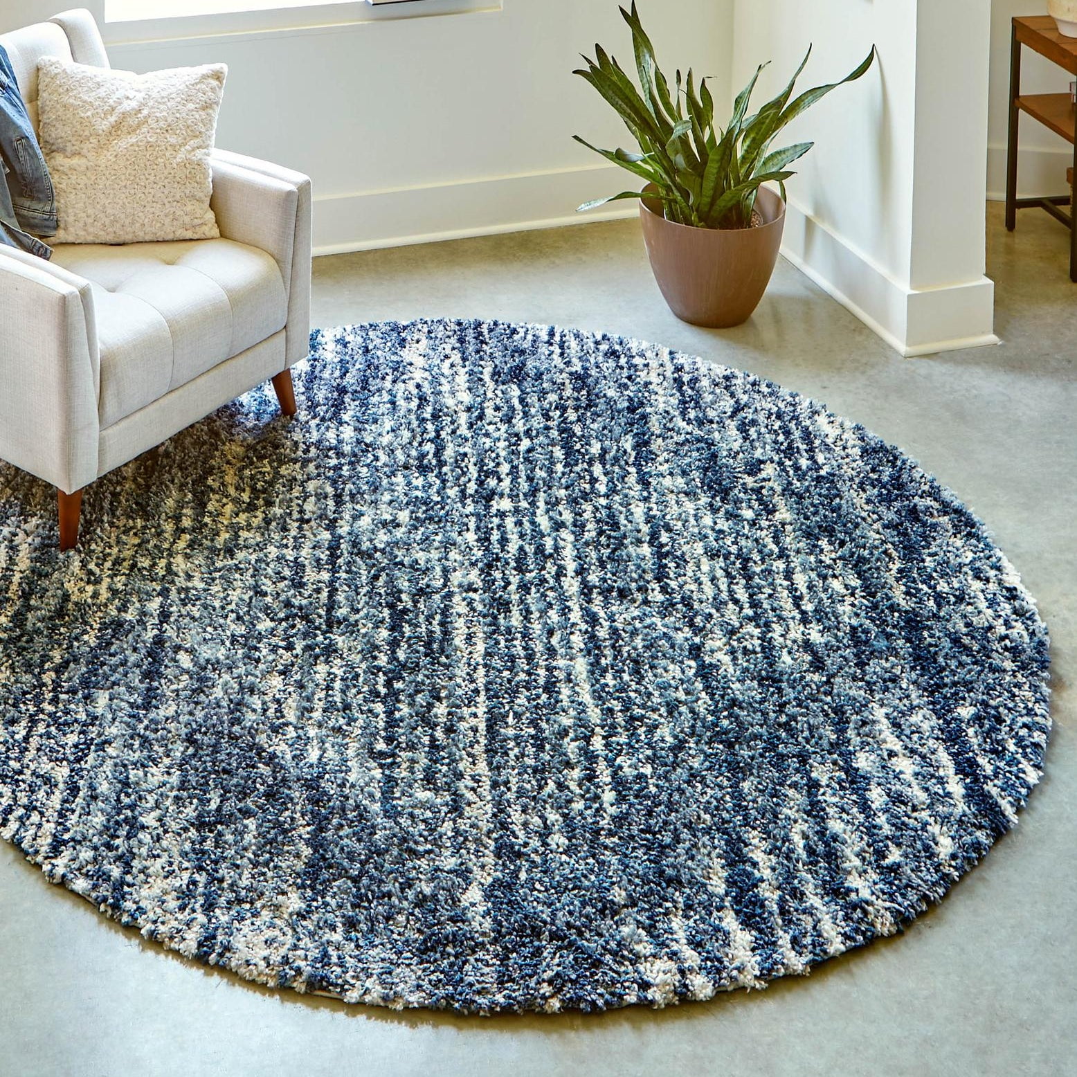 Unique Loom Serenity Shag Collection Area Rug - Walcott (5' 3" Round ...