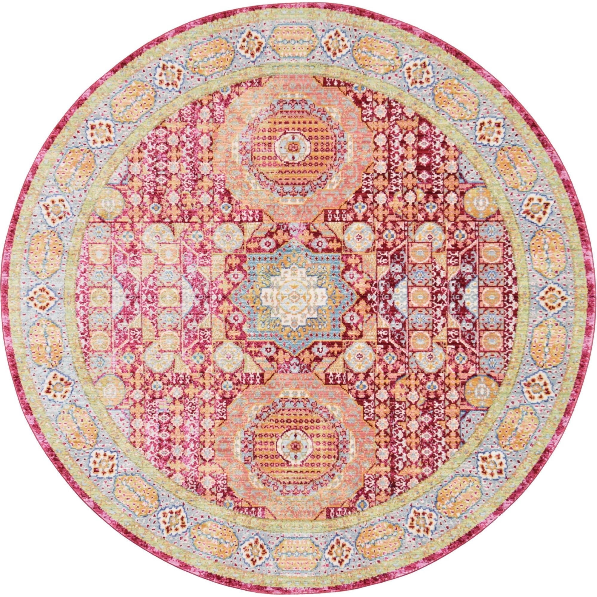 Unique Loom Austin Collection Area Rug - Washington (6' 1" Round Beige ...