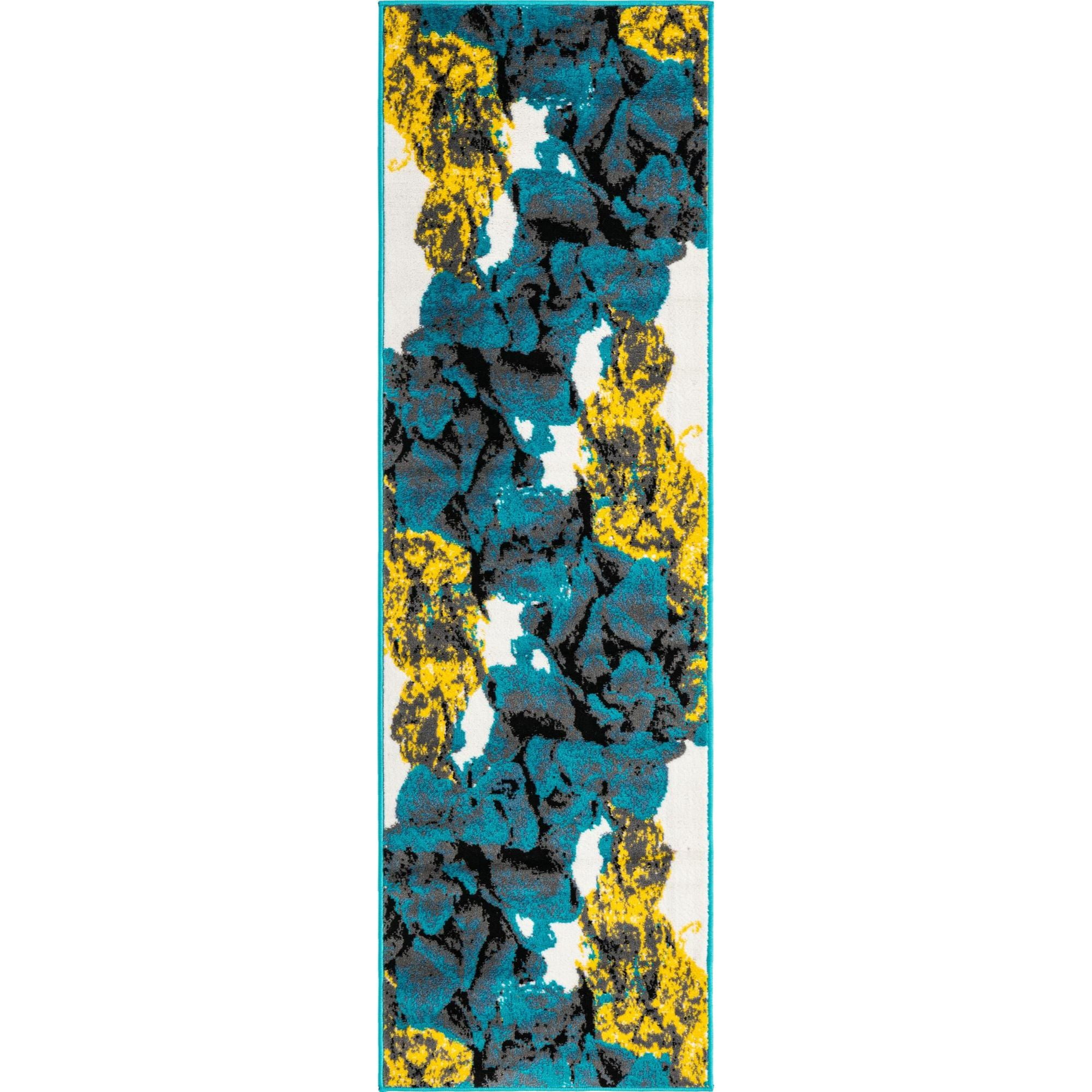 Unique Loom Watercolor Metro Contemporary Floral Area Rug or Runner ...