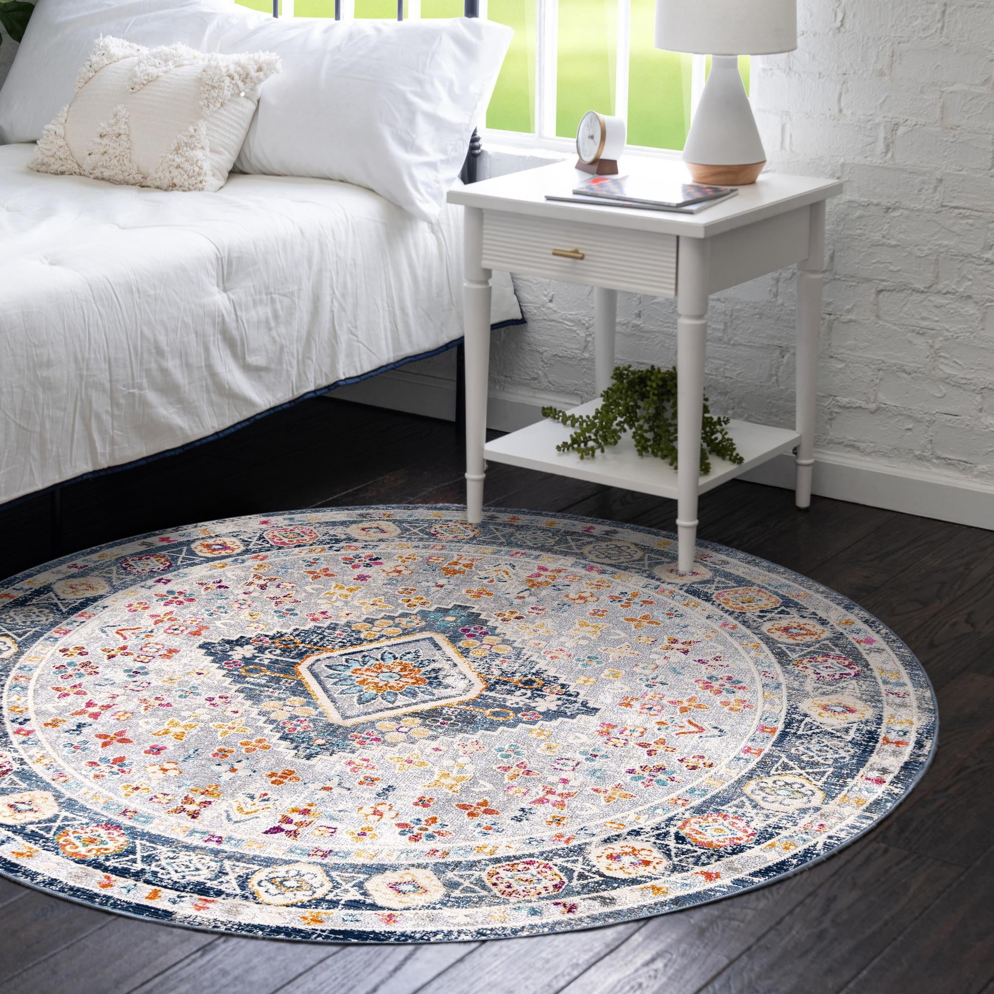 Unique Loom Budapest Collection Area Rug - Wekerle (3' 7" Round Light ...