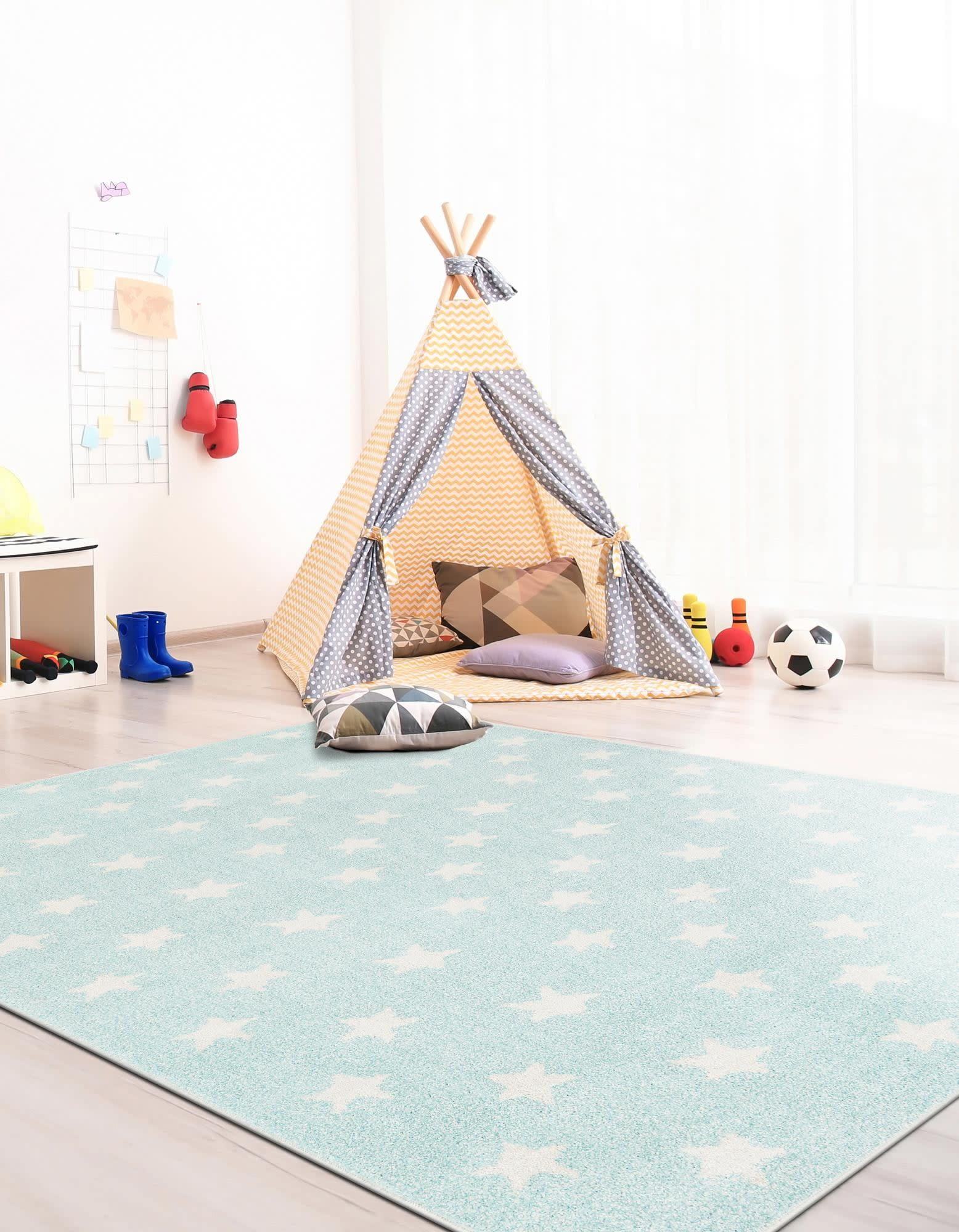 Unique Loom Whimsy Kids Collection Area Rug - Stars (5' 3" x 8 ...
