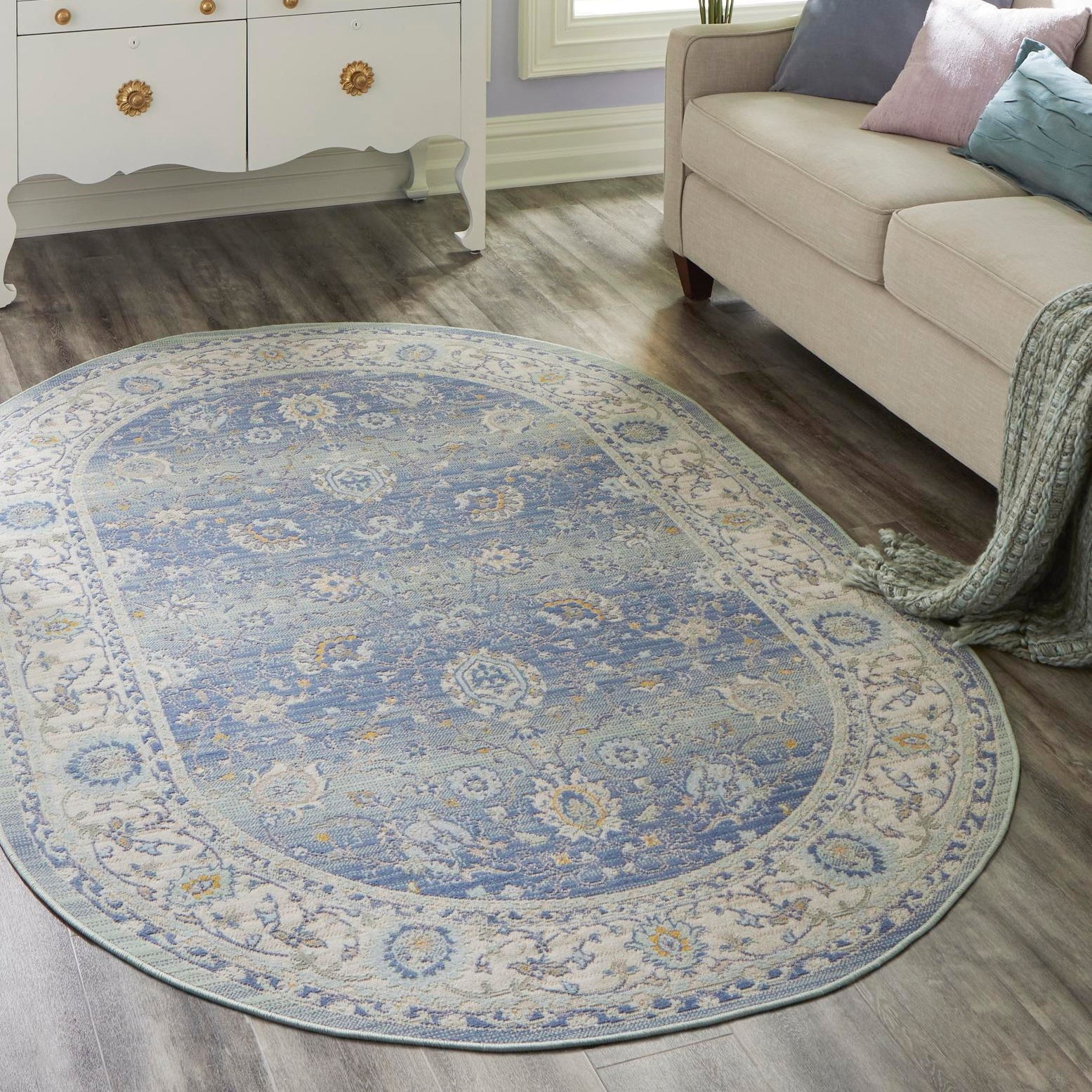 Unique Loom Whitney Collection Area Rug - Bordeaux (5' x 8' Oval French ...