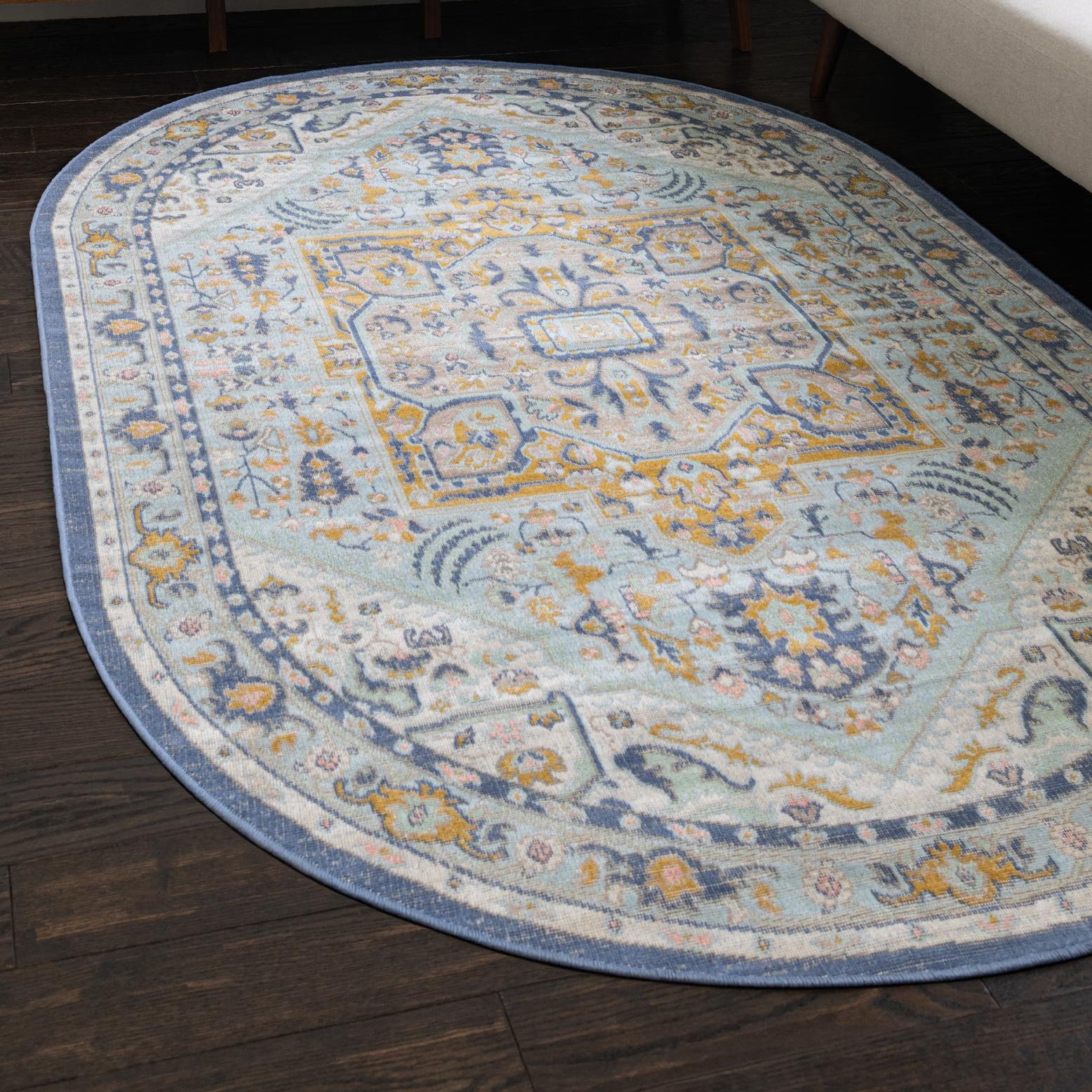 Unique Loom Whitney Collection Area Rug - Milano (3' x 5' 3" Oval Sky ...