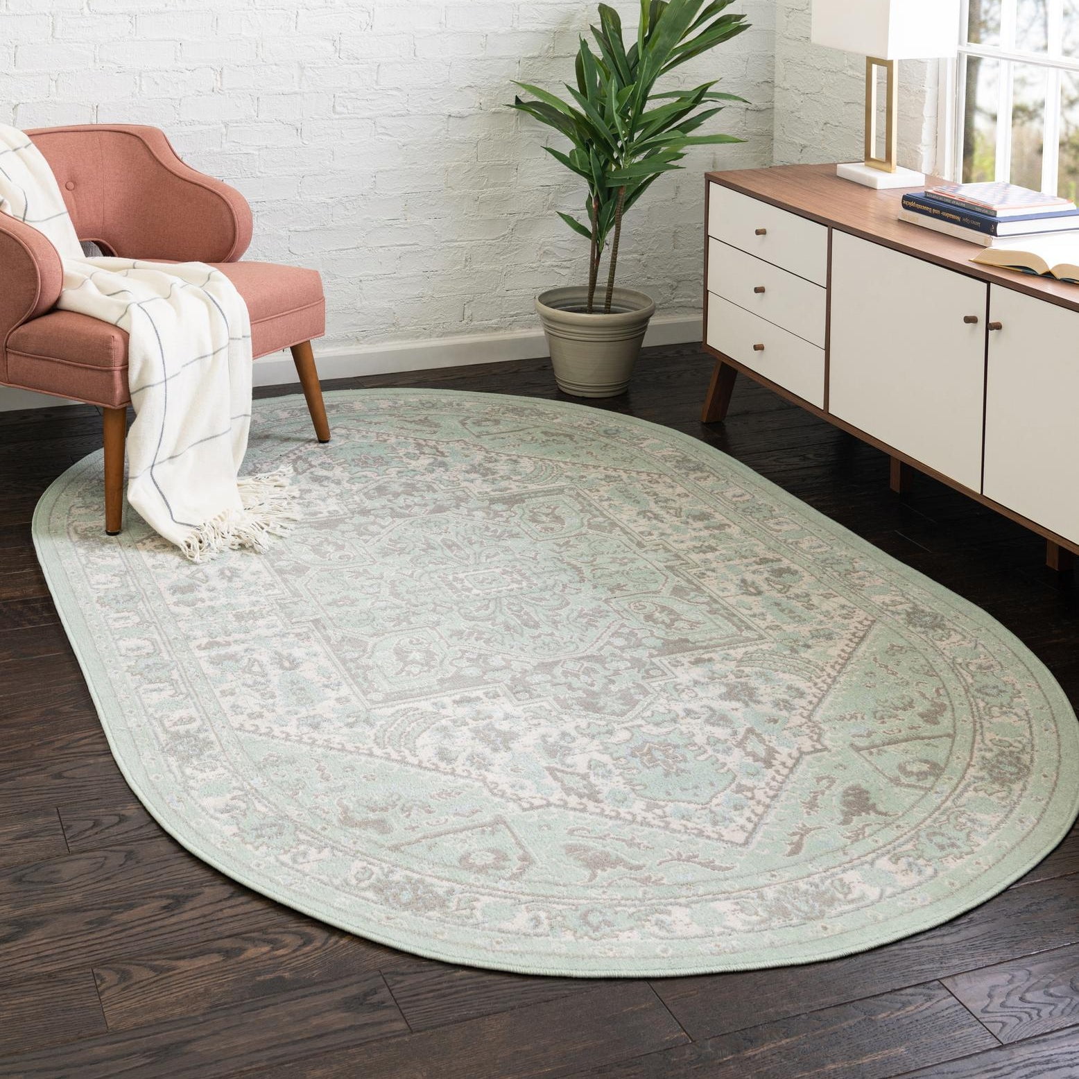 Unique Loom Whitney Collection Area Rug - Milano (5' x 8' Oval Mint ...