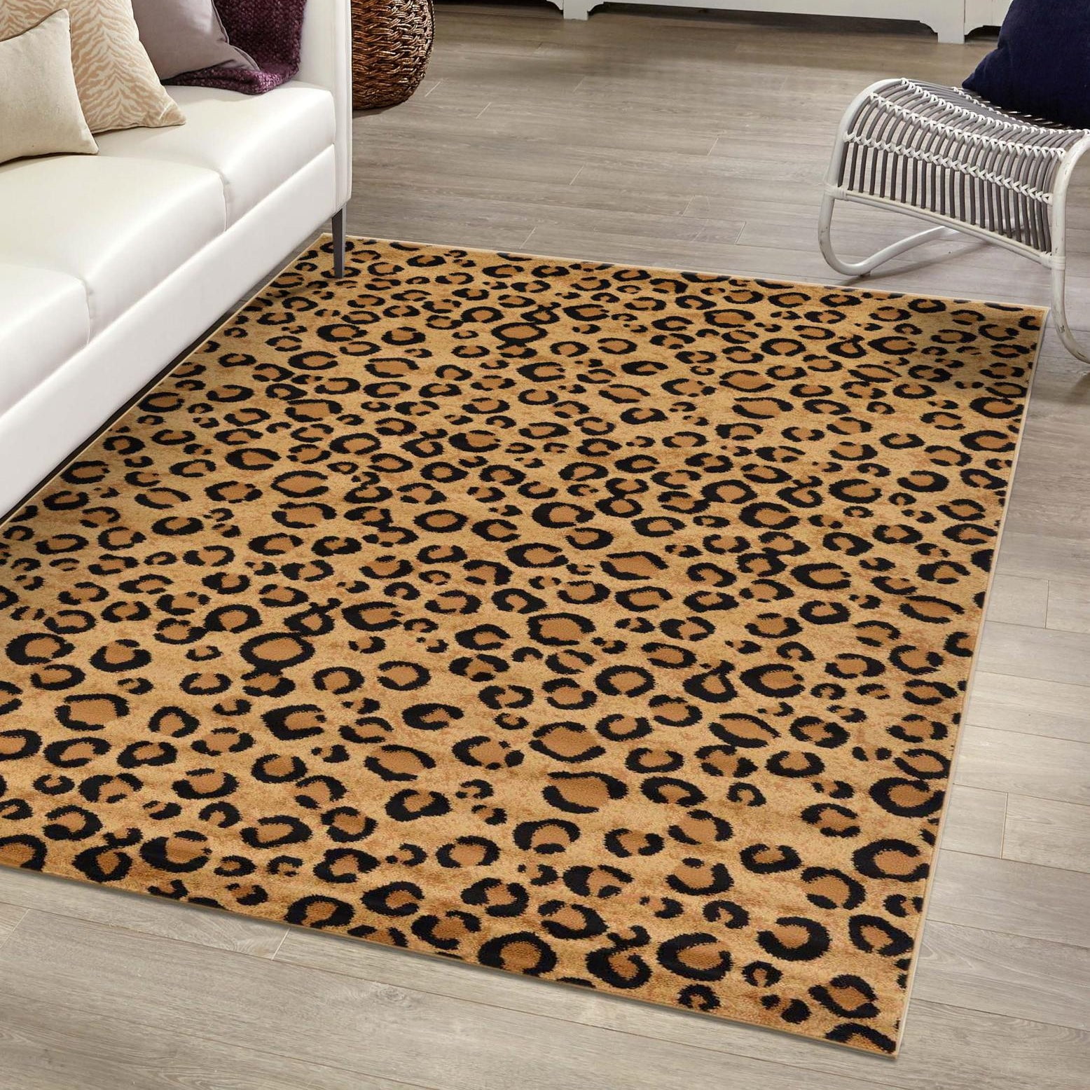 Free Shipping! Unique Loom Leopard Wildlife Rug Light Brown/Black 7' 1 ...
