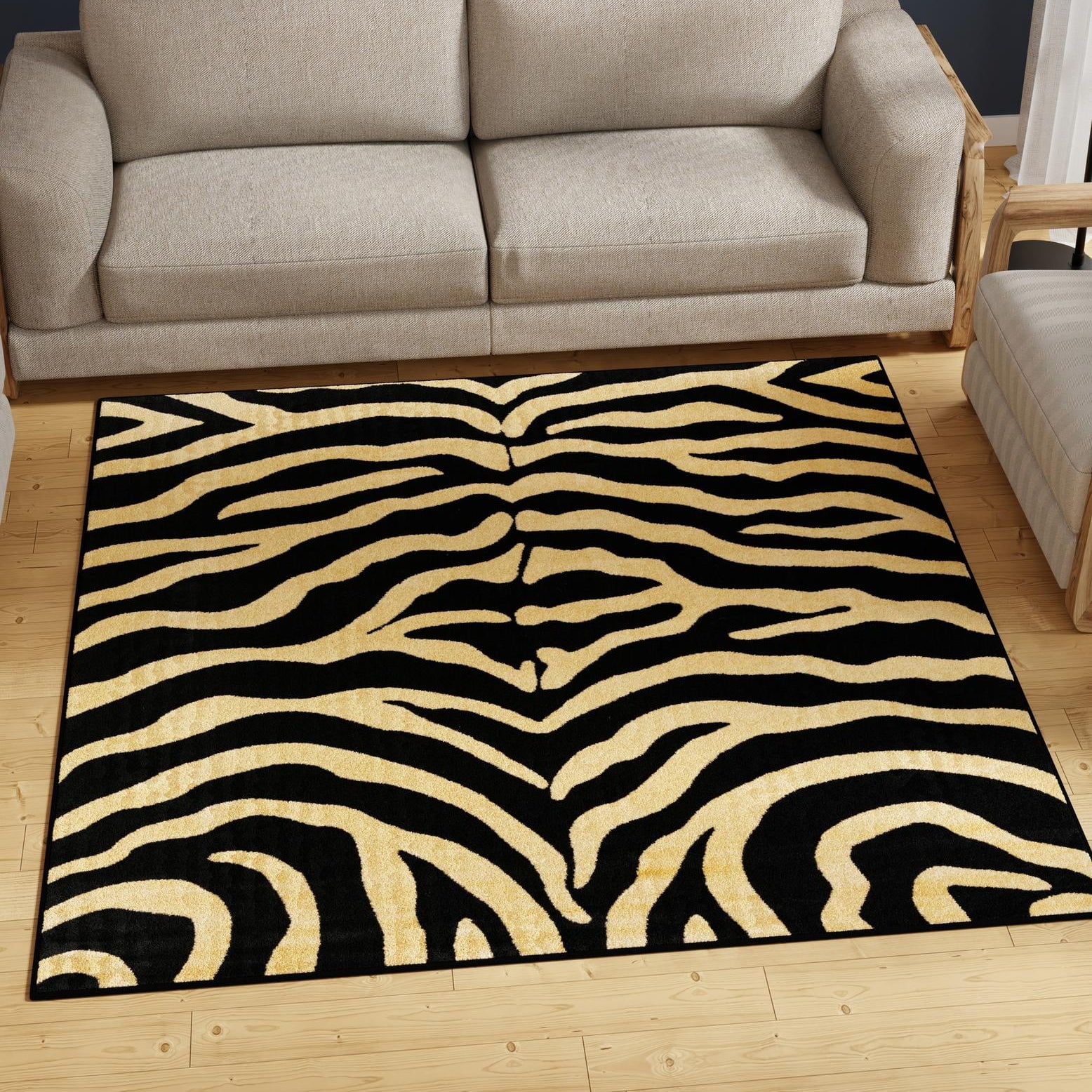 Unique Loom Wildlife Collection Area Rug - Okapi (6' 1" Square Black ...